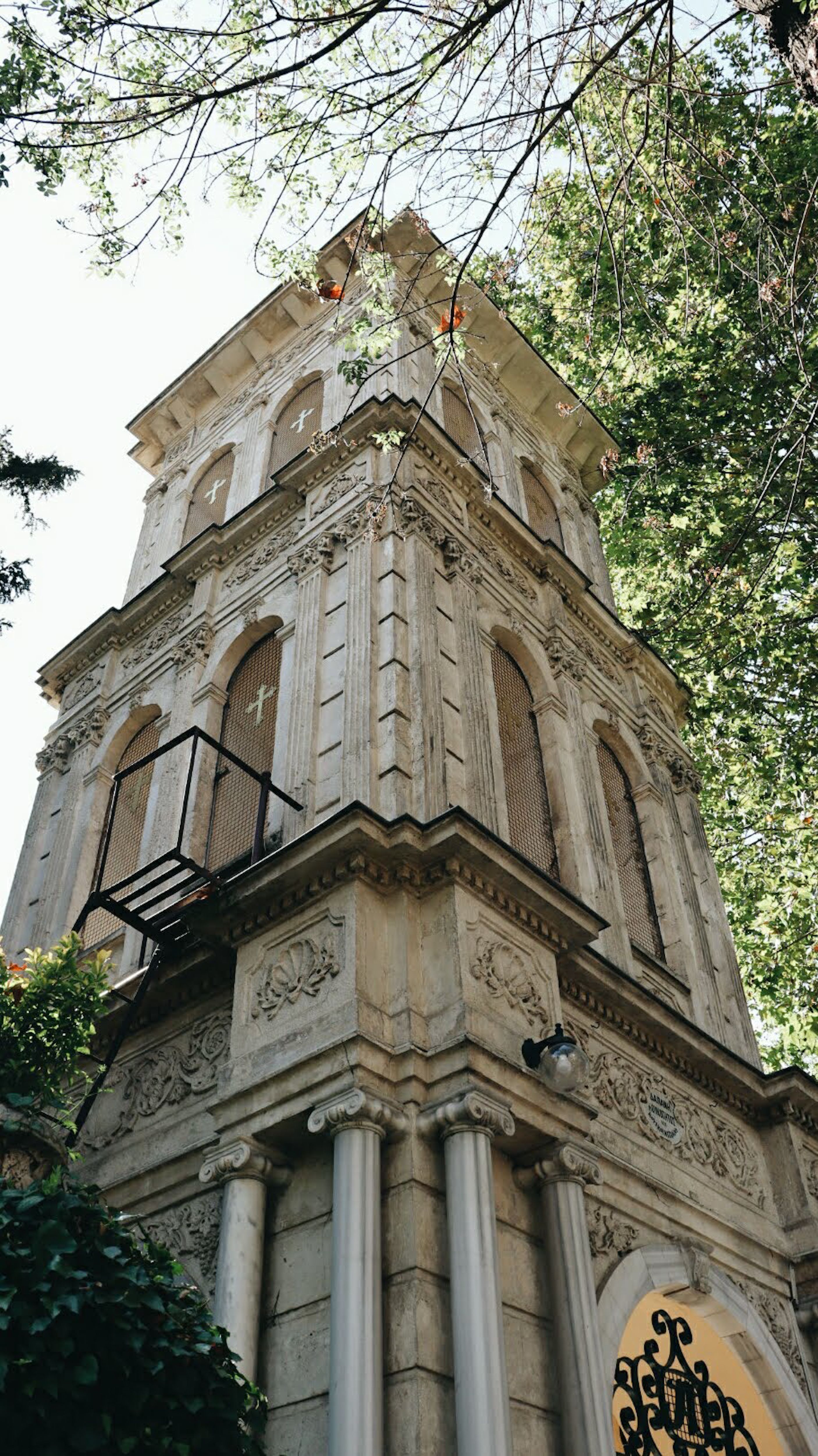 Neoclassical Tower with Gate of Saint George Cathedral in Istanbul ...