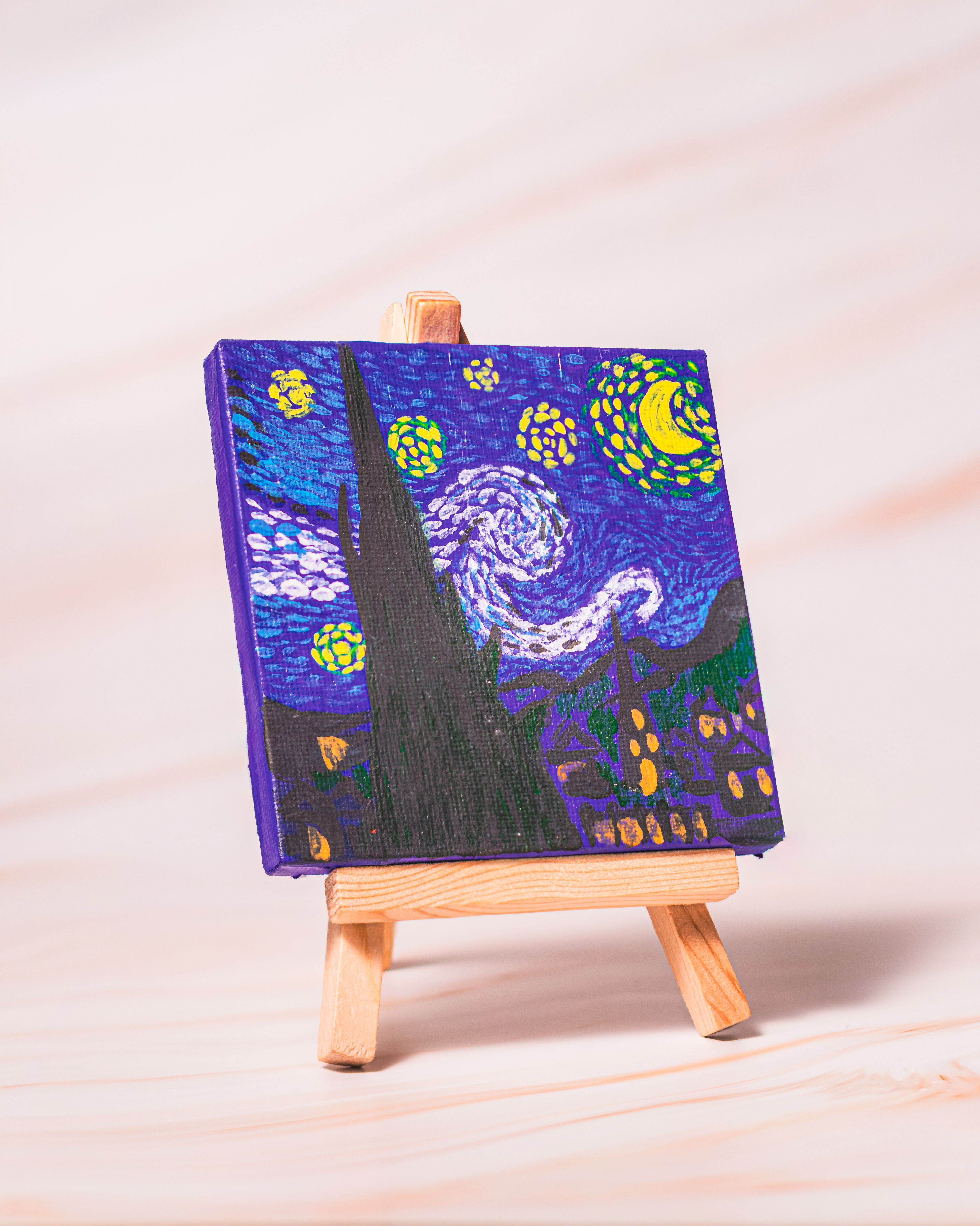 A miniature painting of the starry night · Free Stock Photo