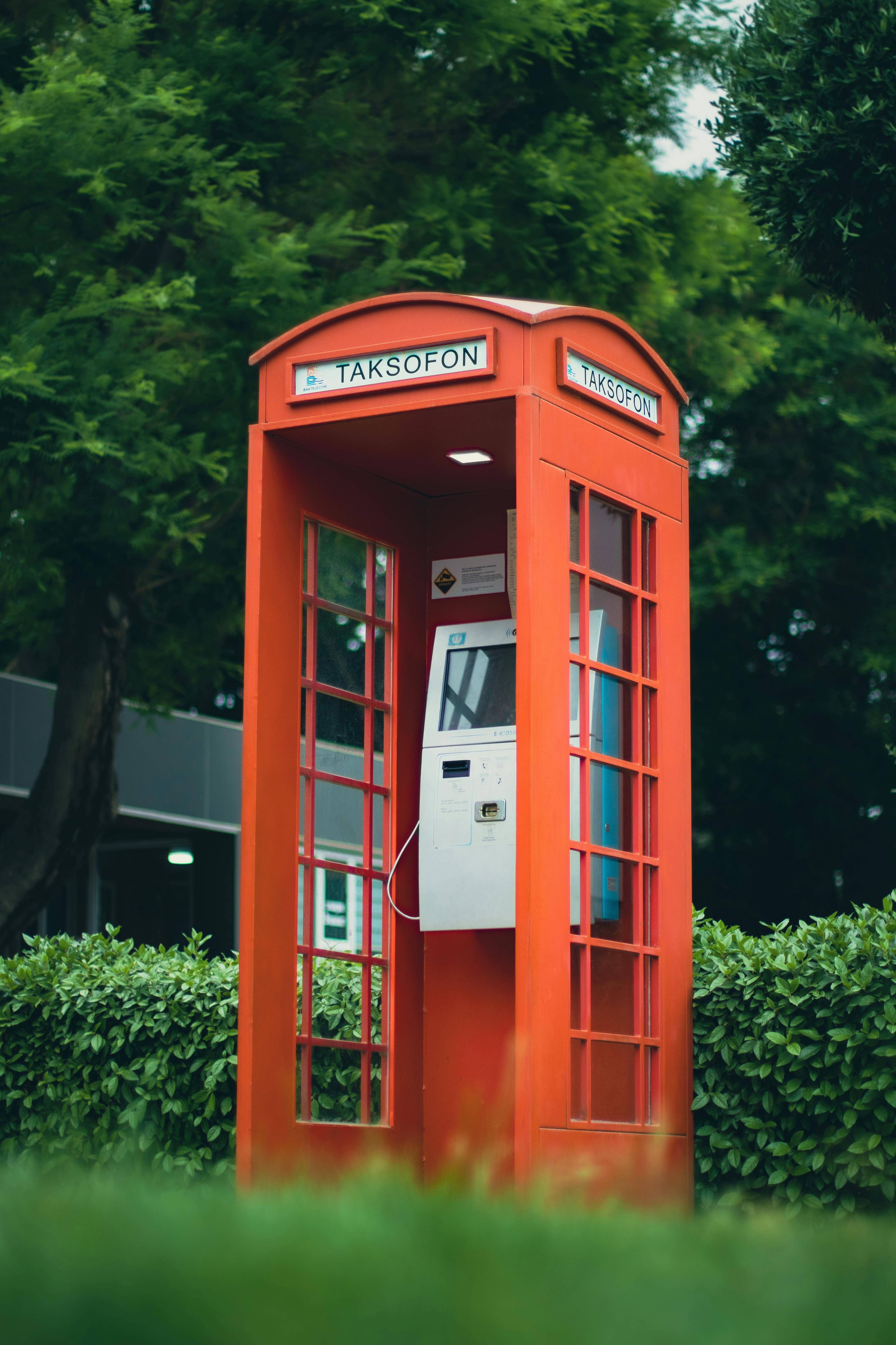 Vintage Retro Phone Booth with Modern Telephone Inside it · Free Stock ...
