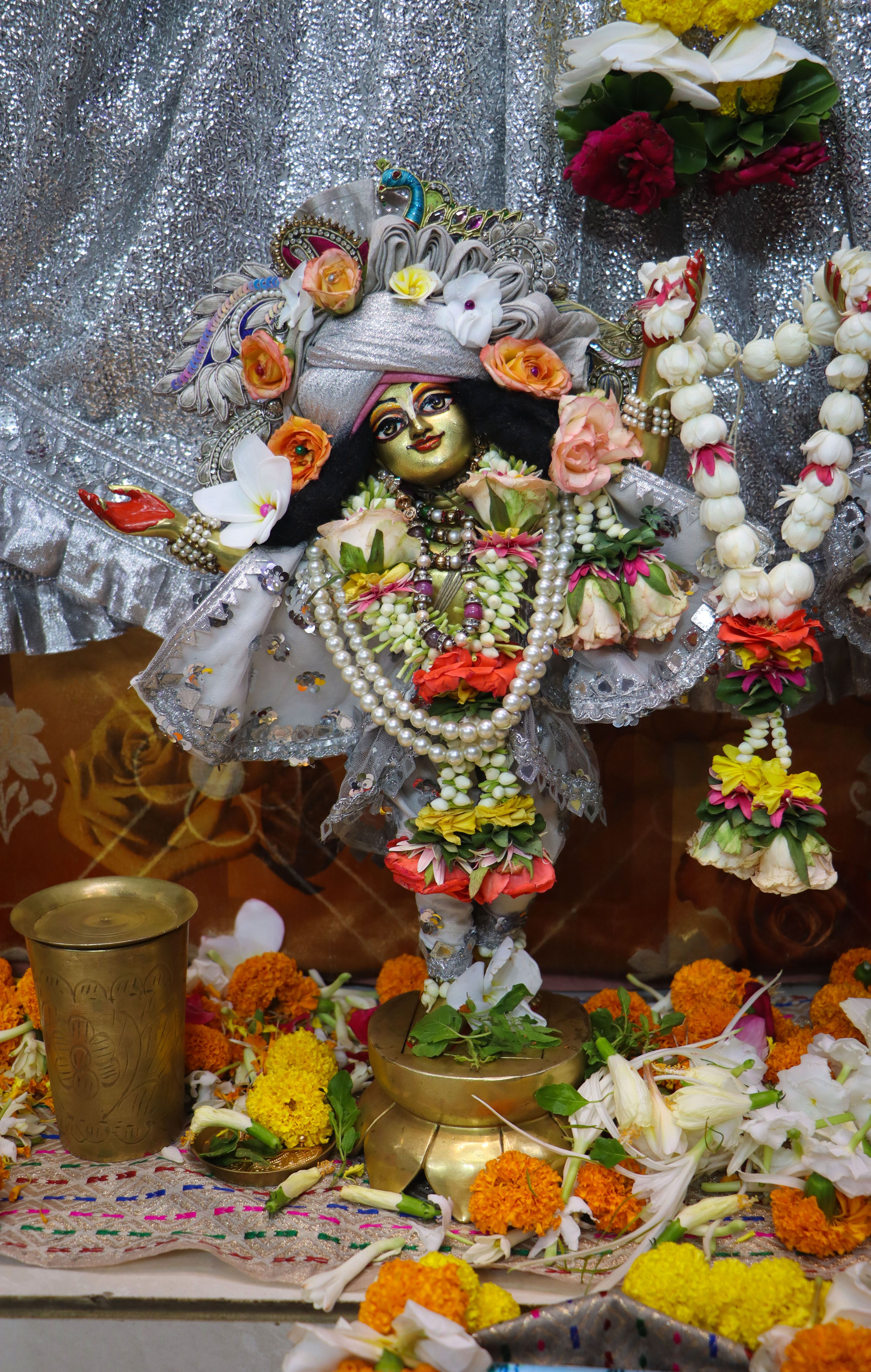 Altar Decorated with Flowers with a Statuette of a Hindu Deity · Free ...