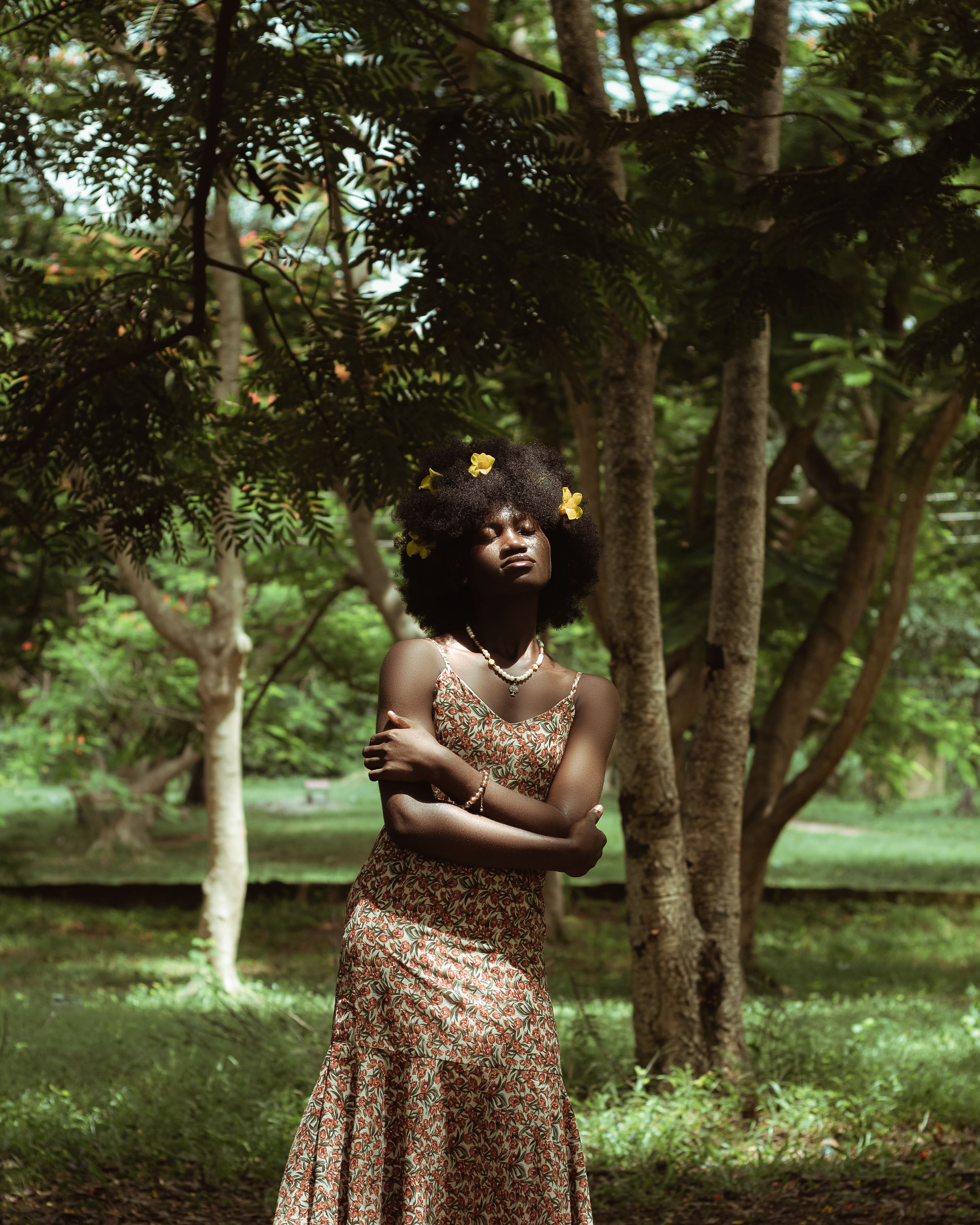 Portrait of Woman in Sundress at Park · Free Stock Photo