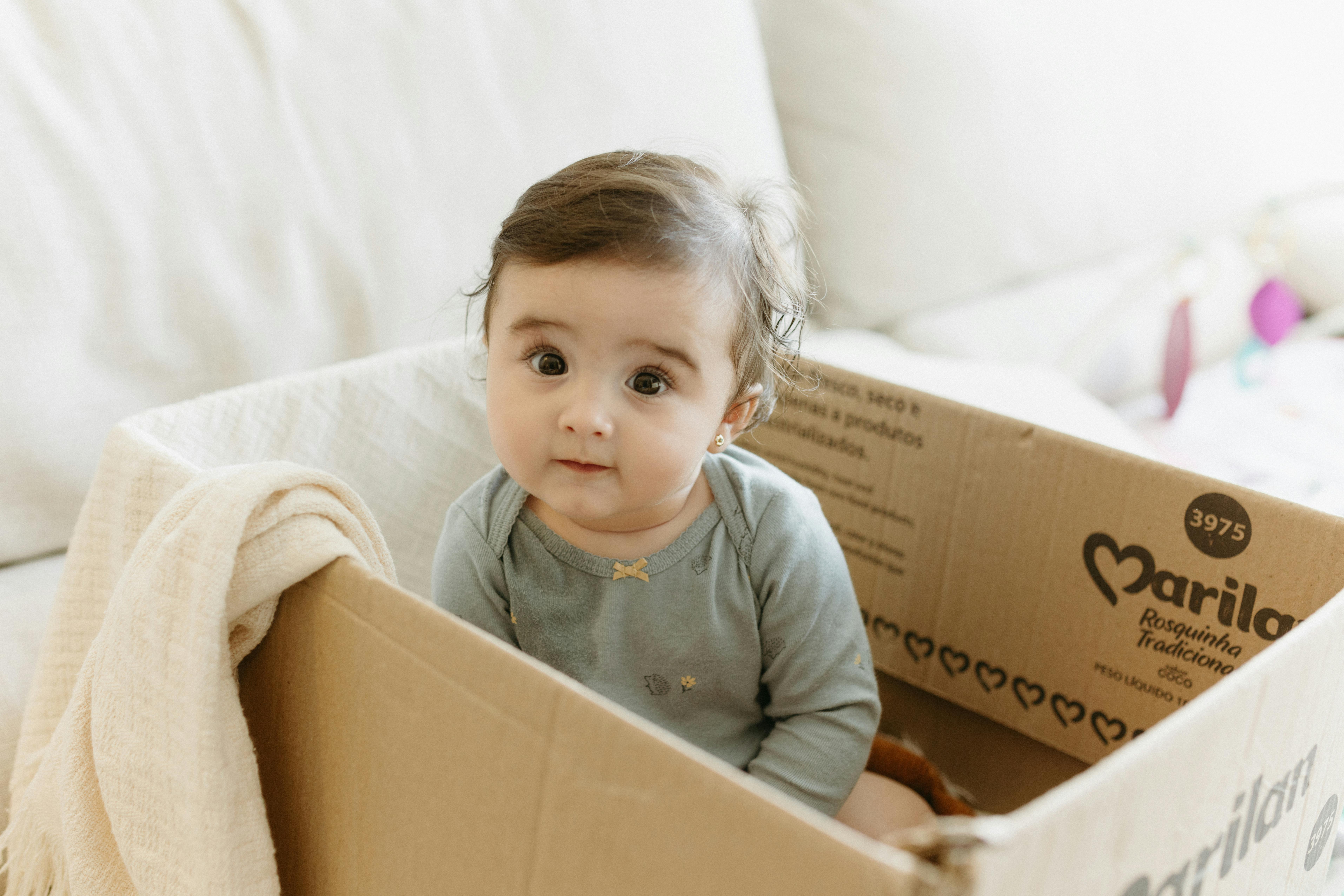 Girl Sitting in Cardboard Box · Free Stock Photo