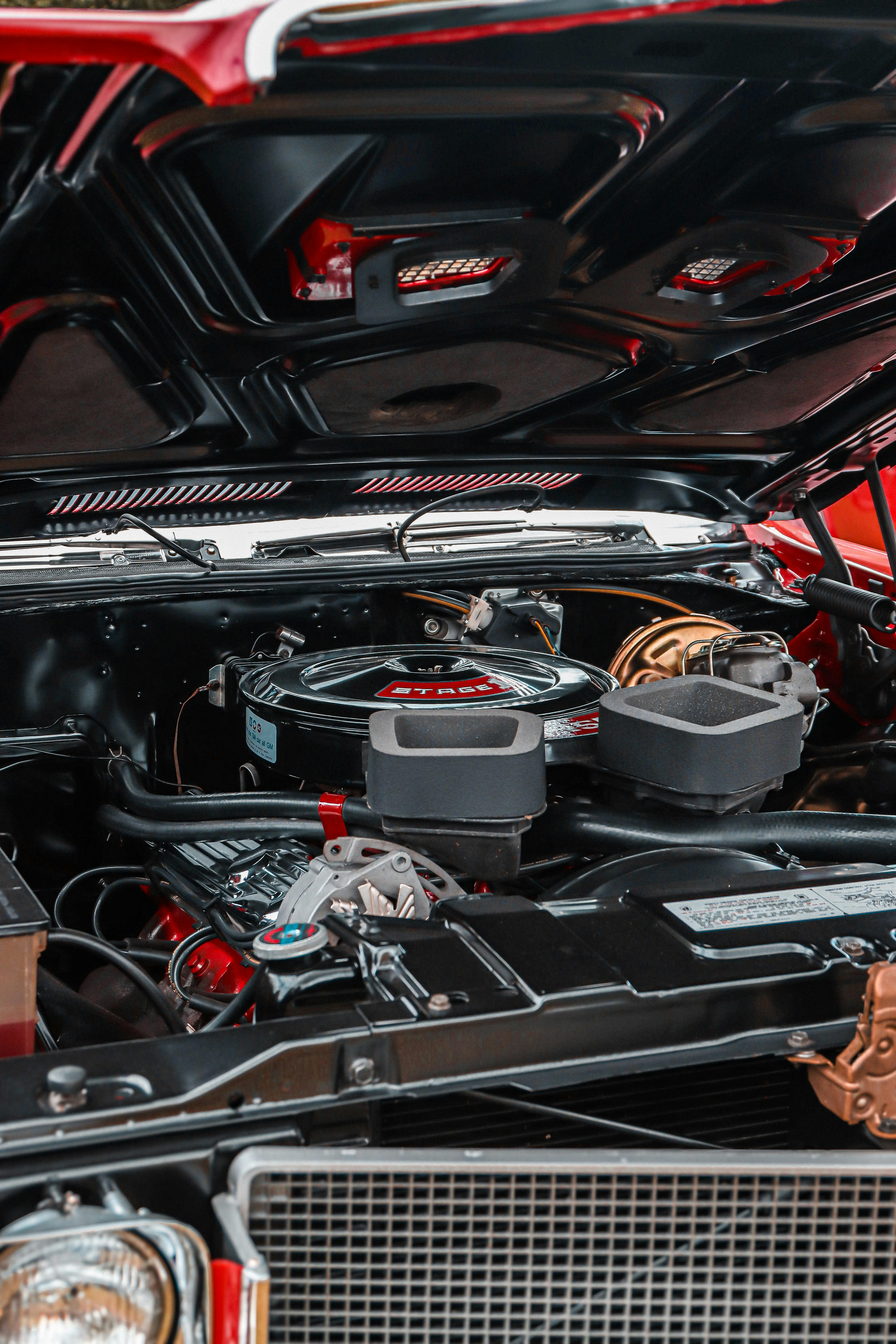 Car Engine with Blue Air Filter · Free Stock Photo