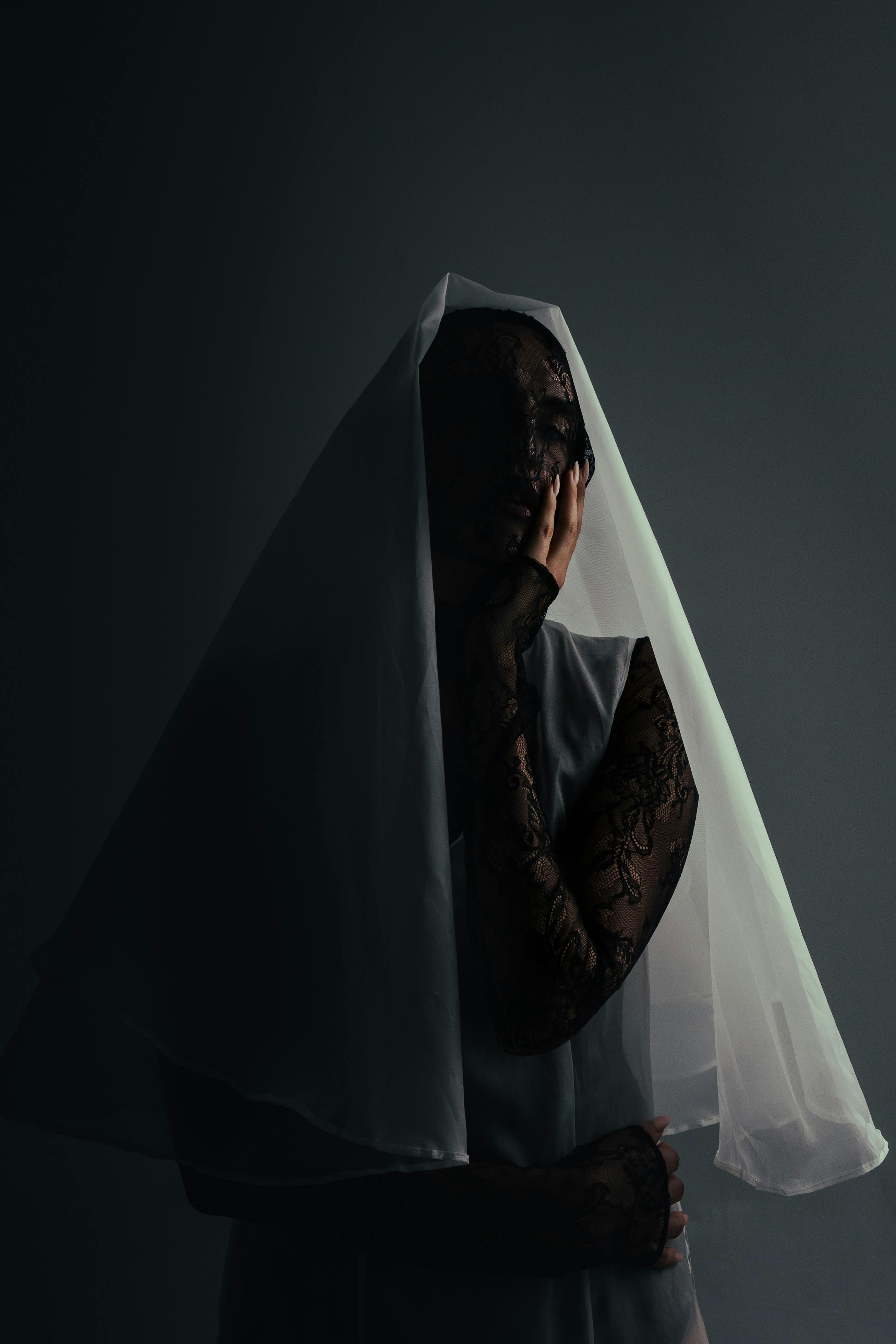 Woman Wearing a Veil in Shadow · Free Stock Photo