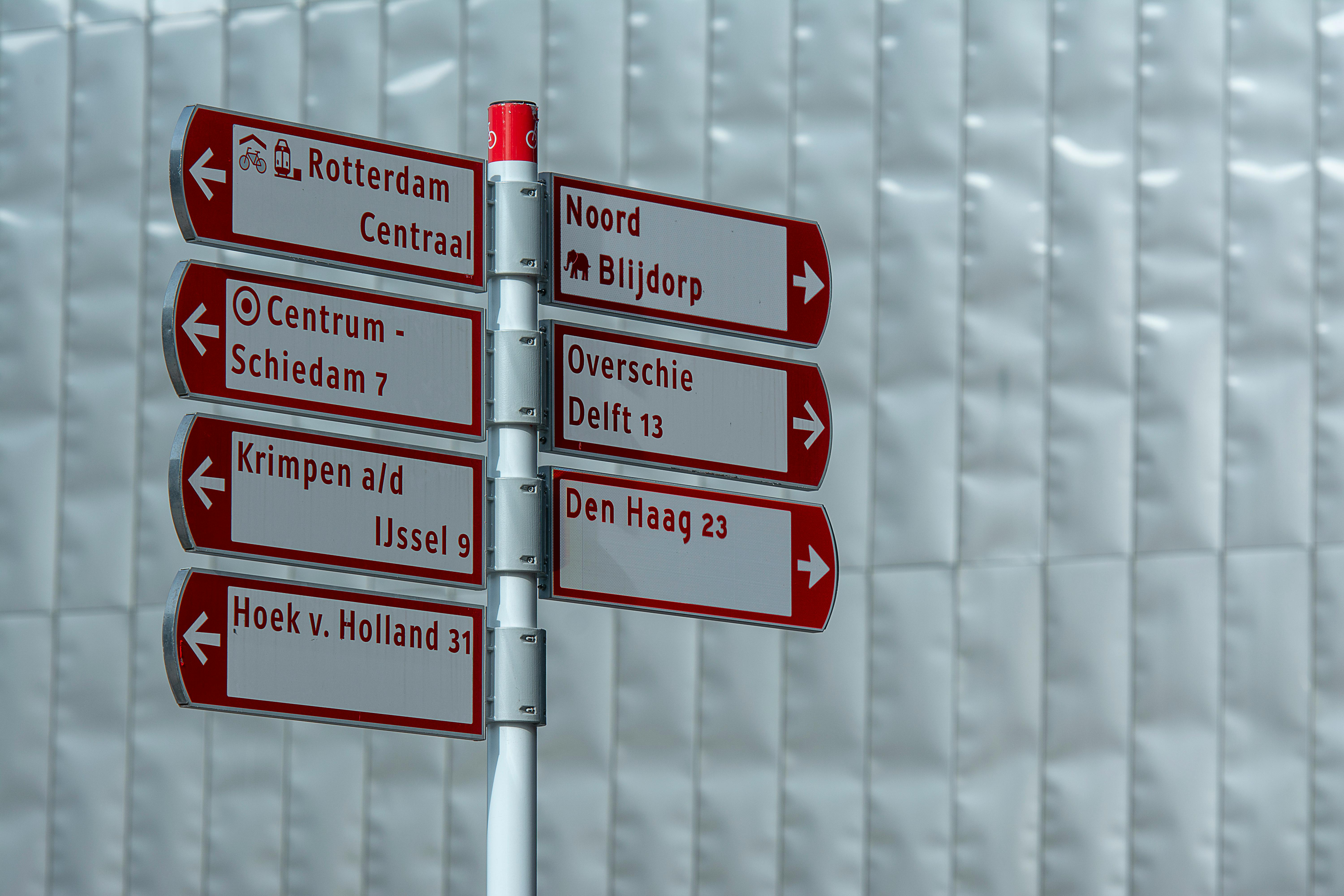 Close-up of a Signpost in Rotterdam, the Netherlands · Free Stock Photo