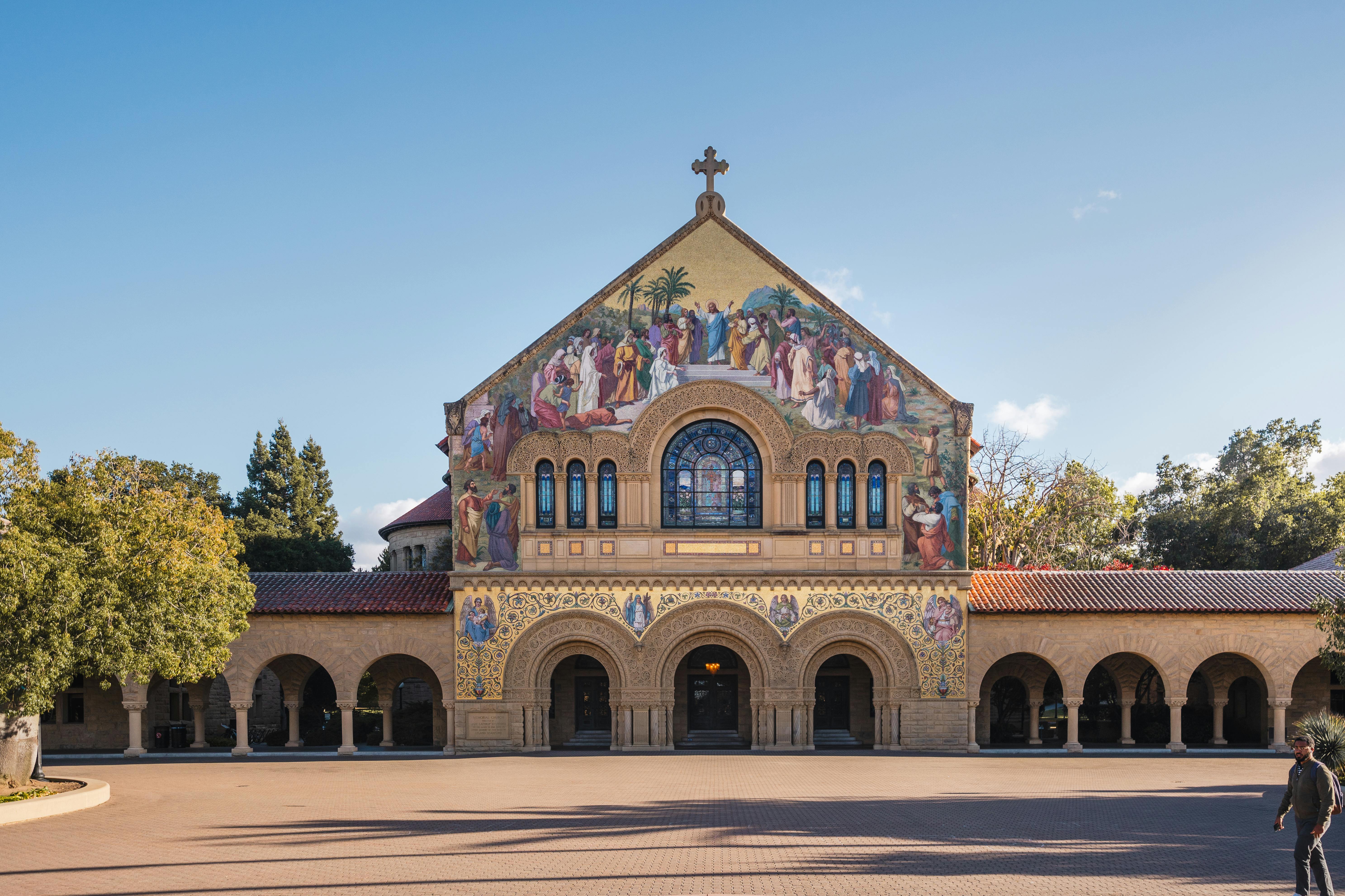 Facade of the Stanford Memorial Church on the Main Quad at the Stanford ...