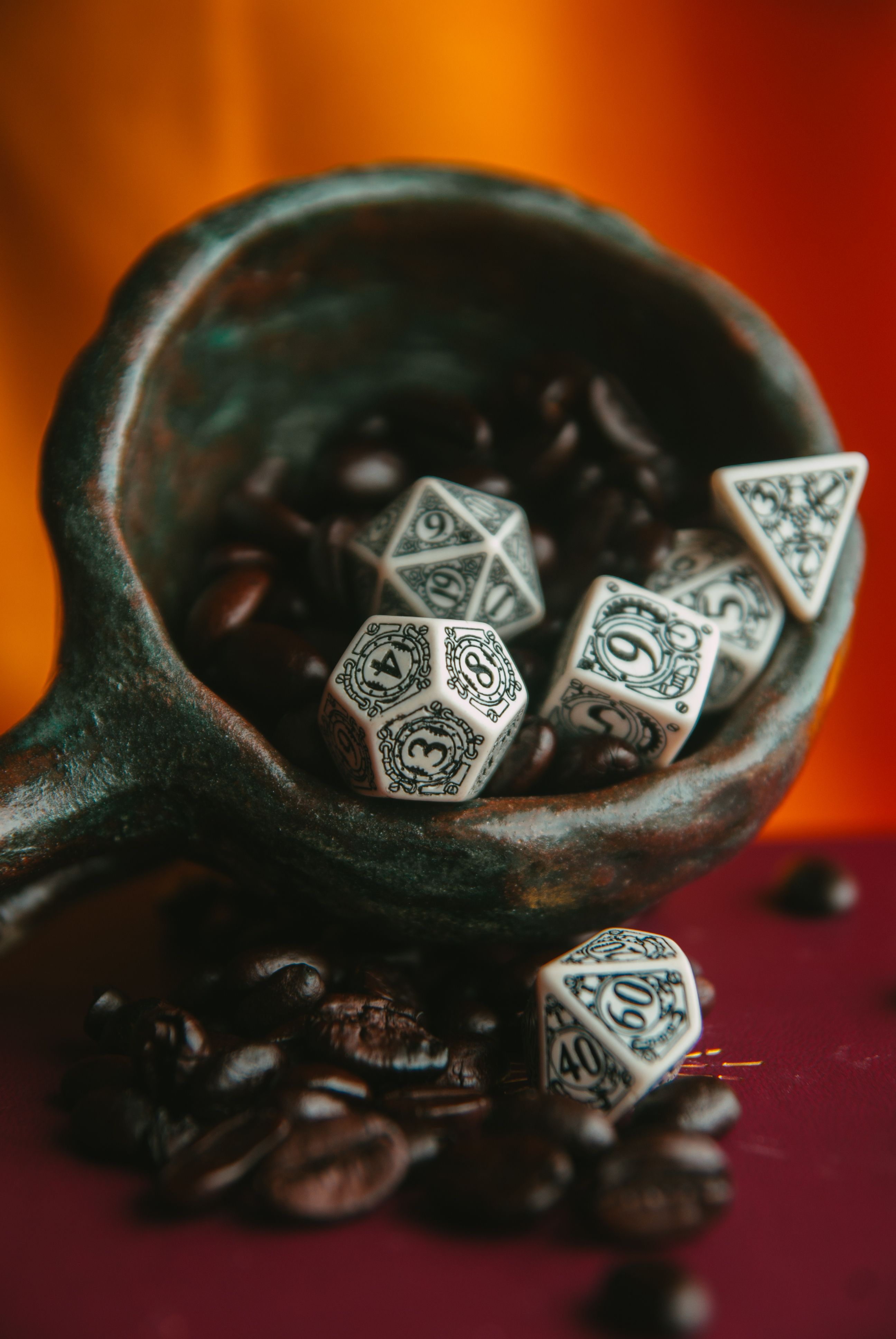 Dice in Bowl with Coffee Beans · Free Stock Photo