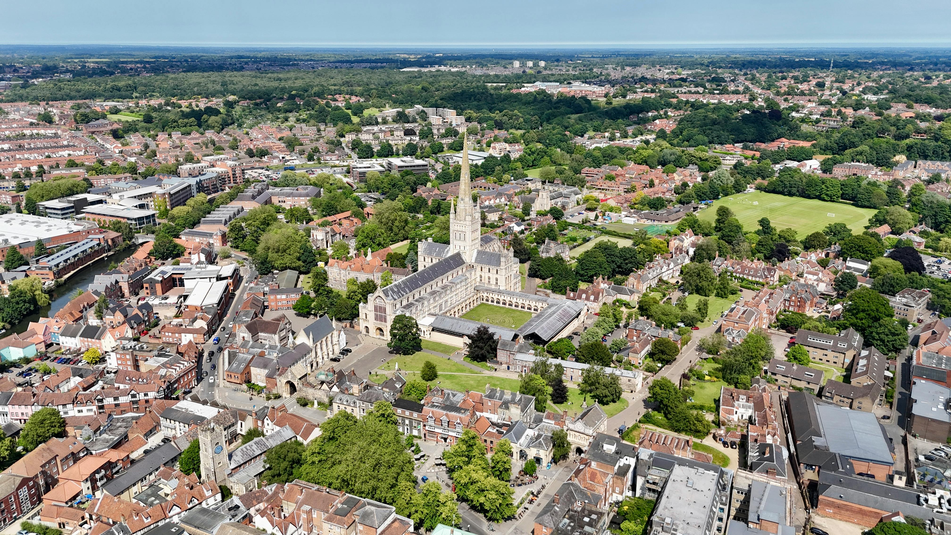 Aerial Shot of Norwich Cityscape · Free Stock Photo