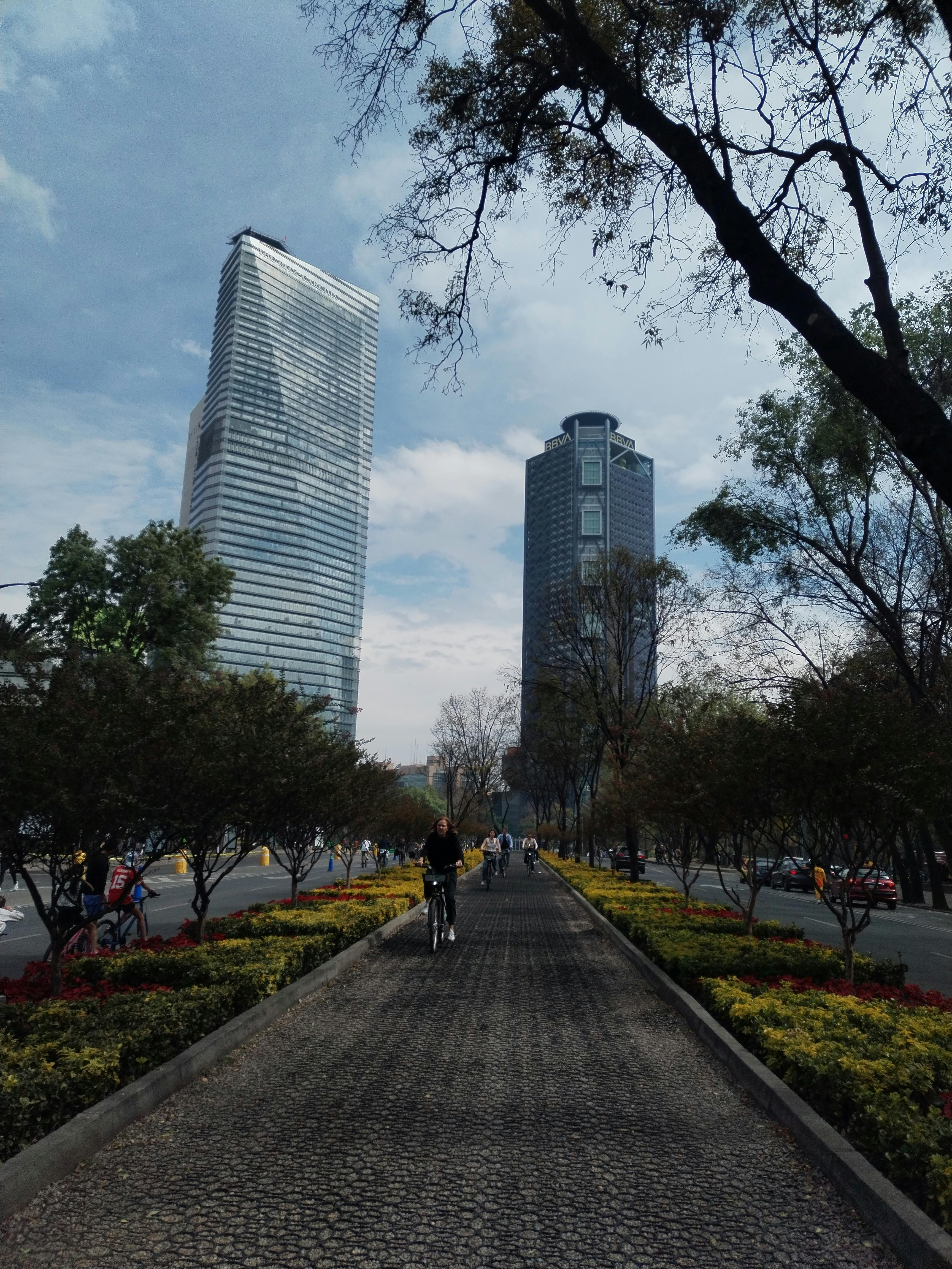Pavement in Middle of Avenue Near Torre BBVA Mexico in City · Free ...