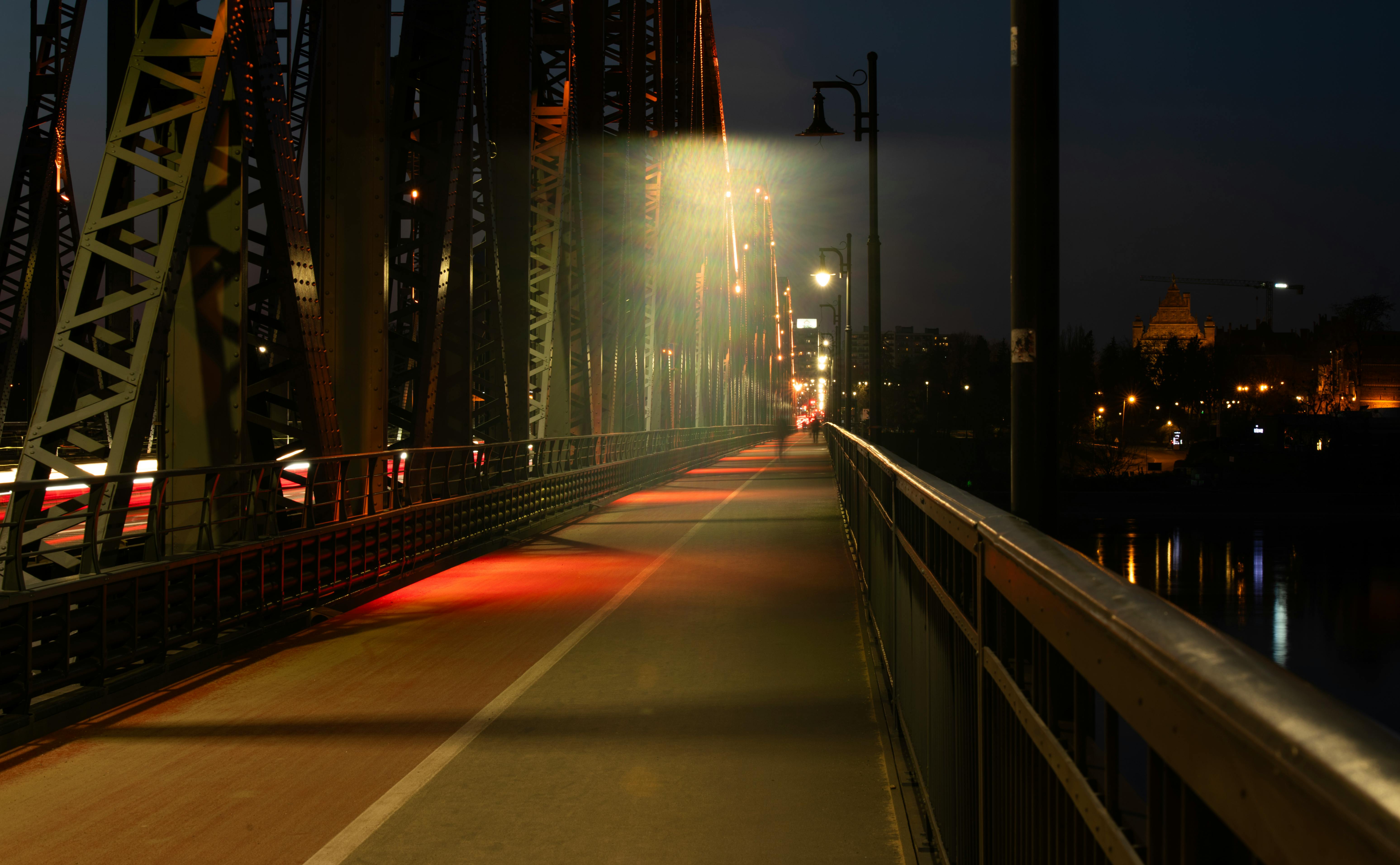 Illuminated City Bridge at Night · Free Stock Photo