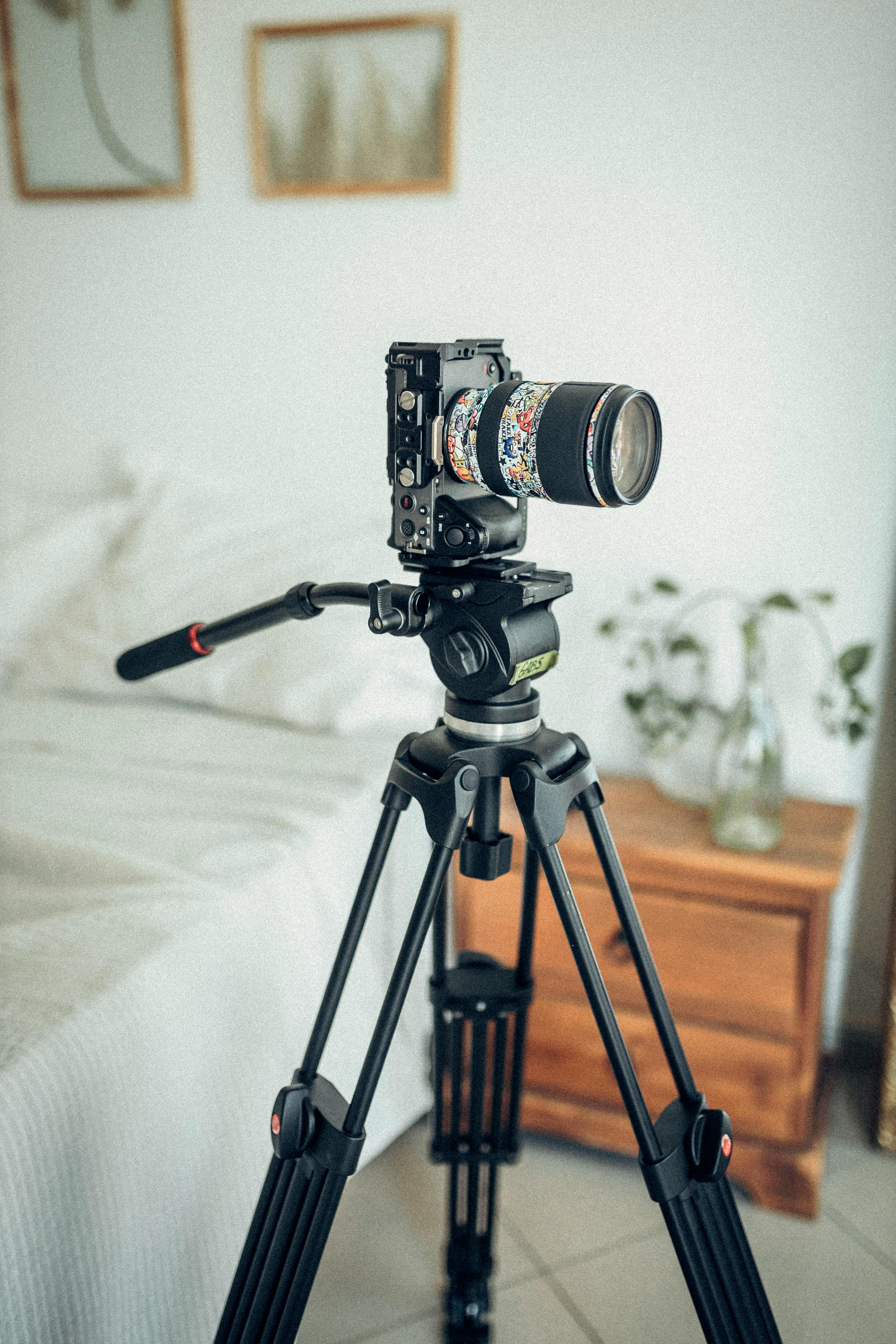 Camera on Tripod in Bedroom · Free Stock Photo