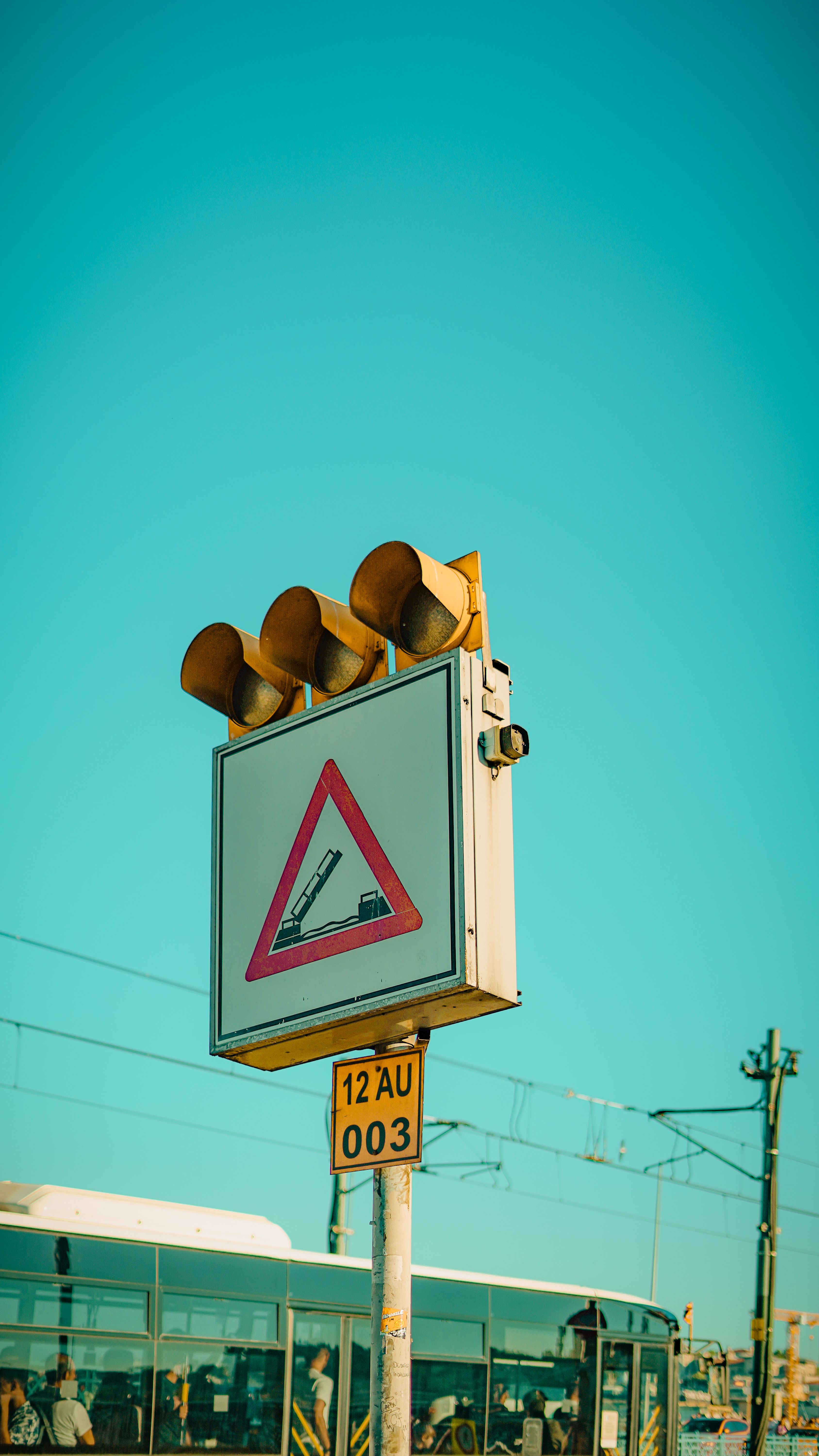 Traffic Lights and Warning Sign · Free Stock Photo