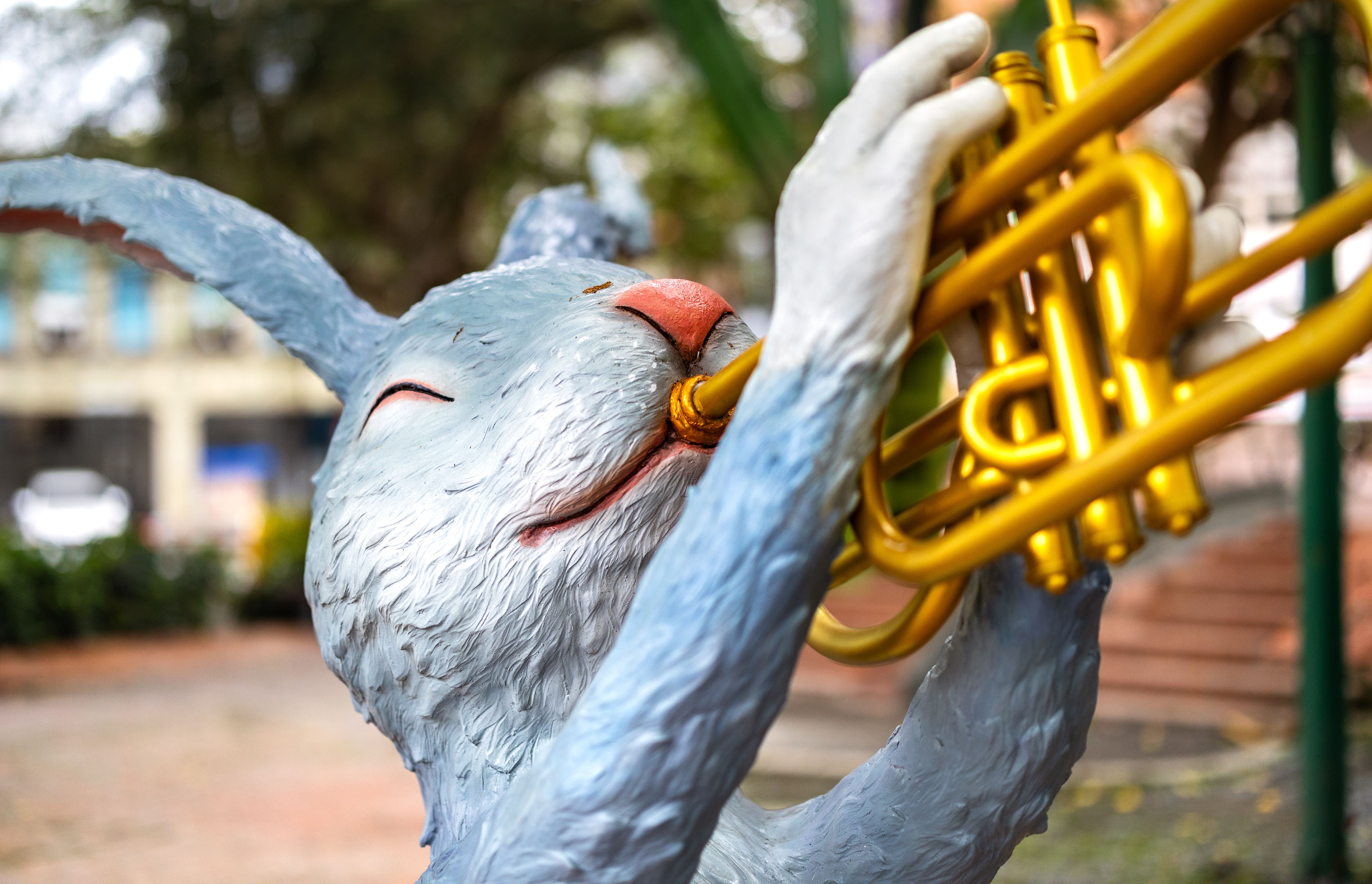 Statue of Bunny Playing Trumpet · Free Stock Photo