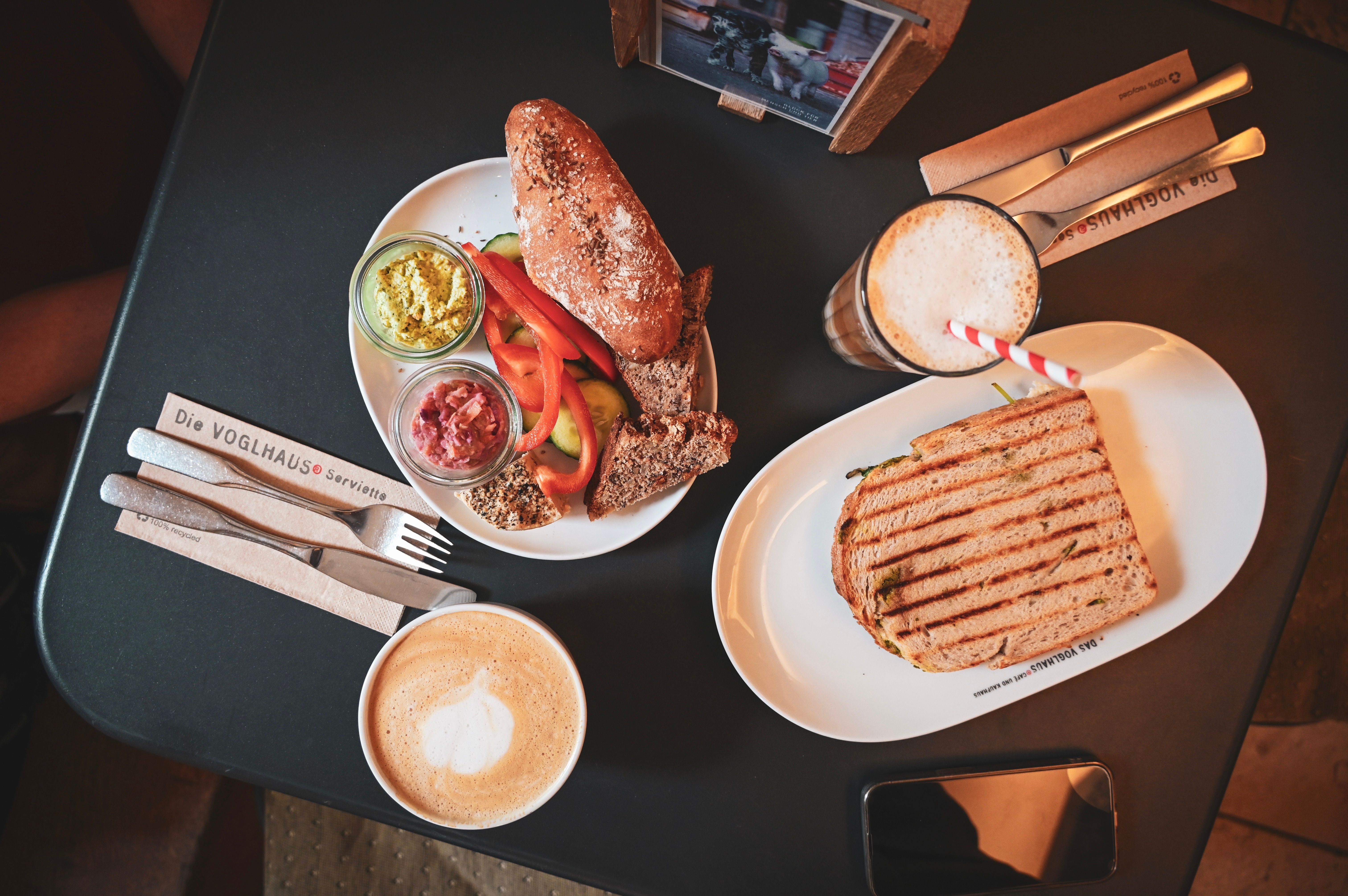 Lunch Meals with Coffee in Bistro · Free Stock Photo
