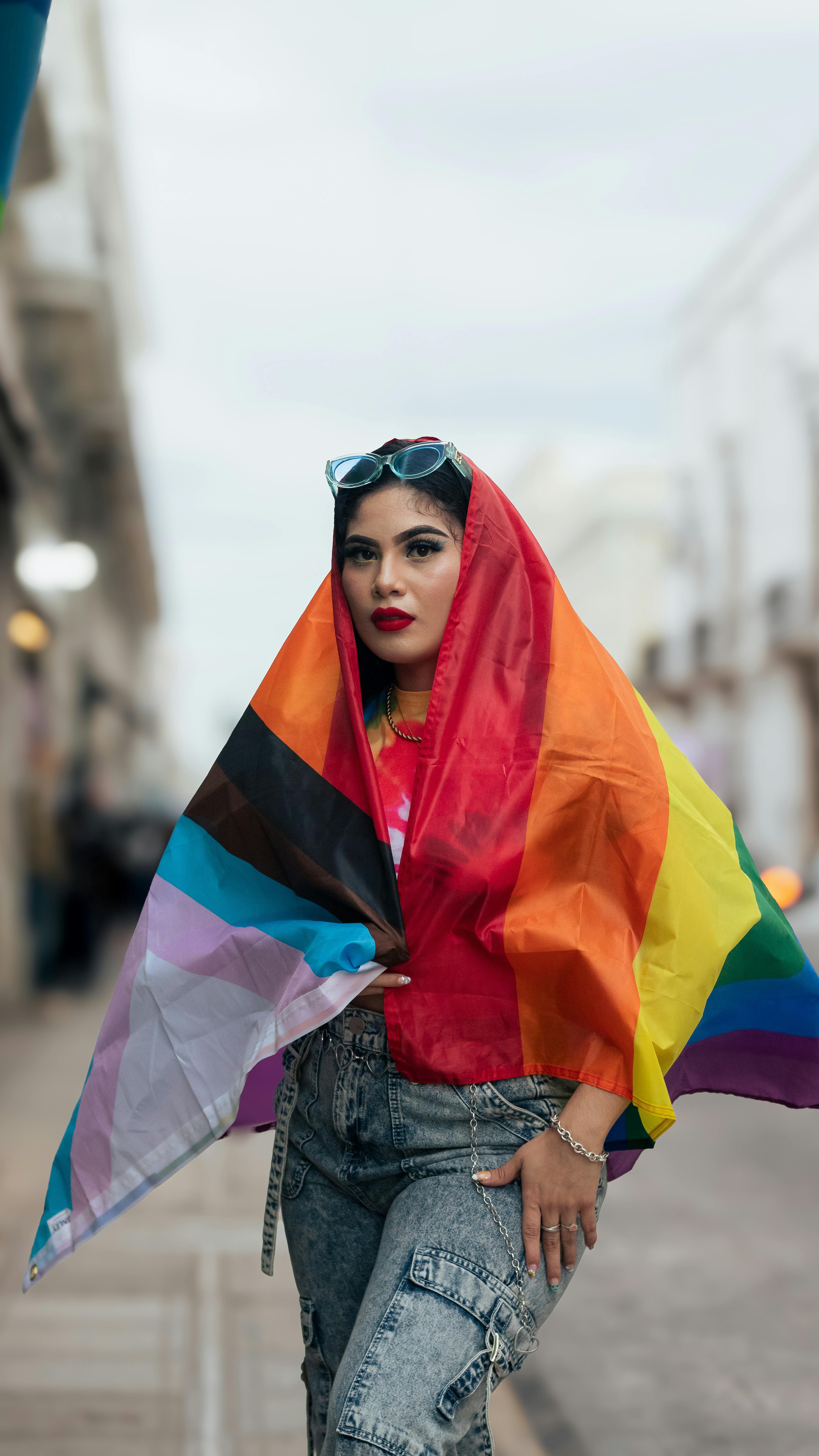 Woman Wrapped in a Flag · Free Stock Photo