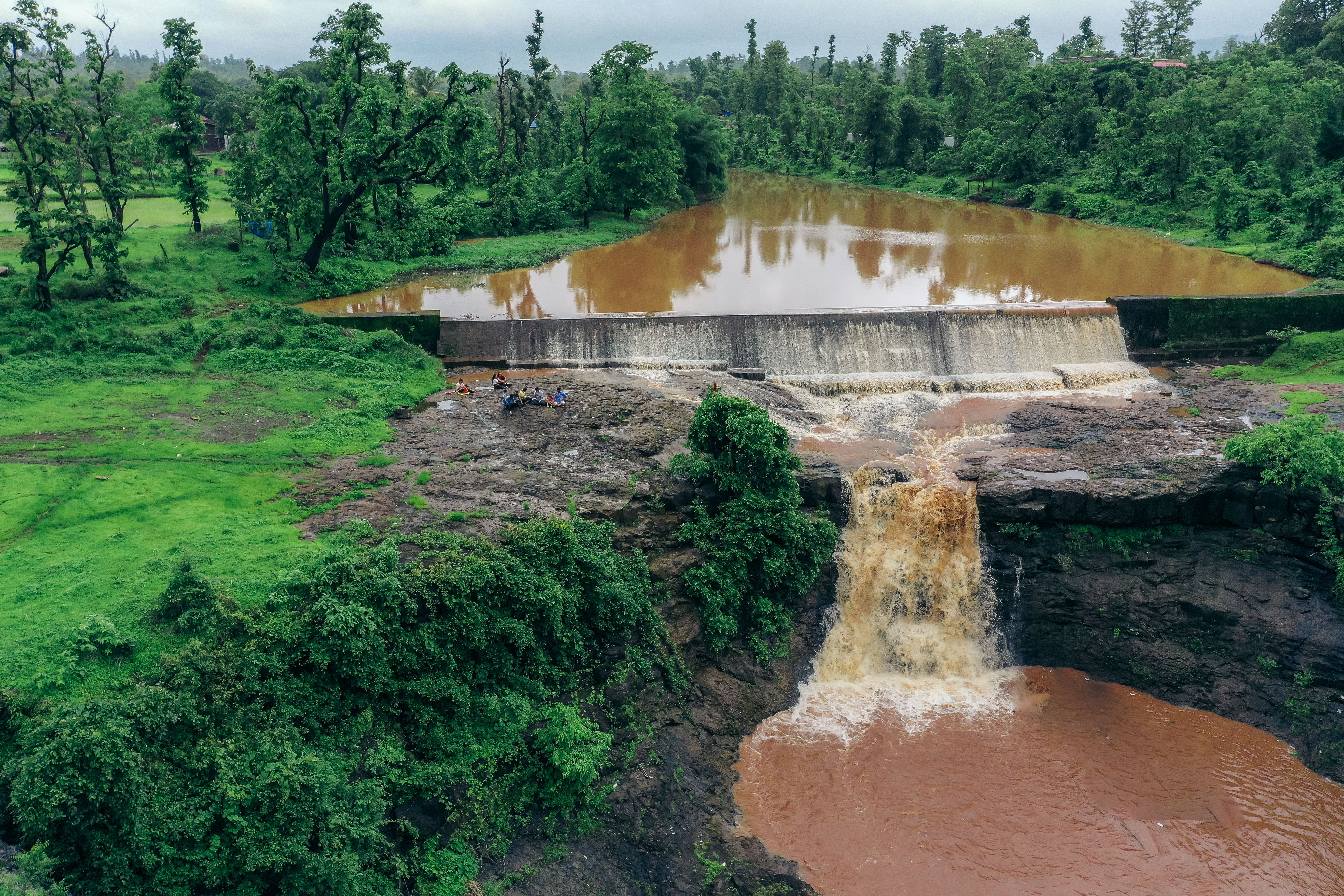Dam and Waterfall on River in Forest · Free Stock Photo