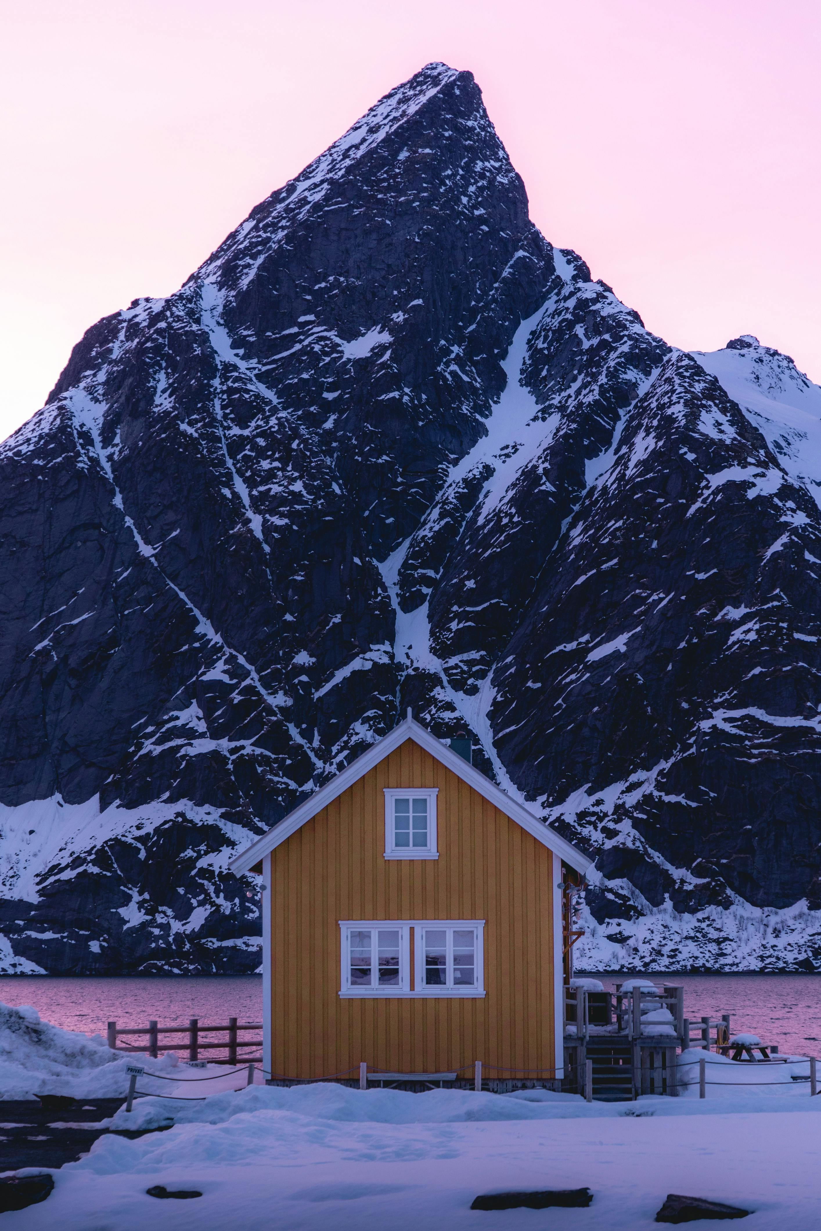 Wooden Barn in Valley Covered with Snow · Free Stock Photo