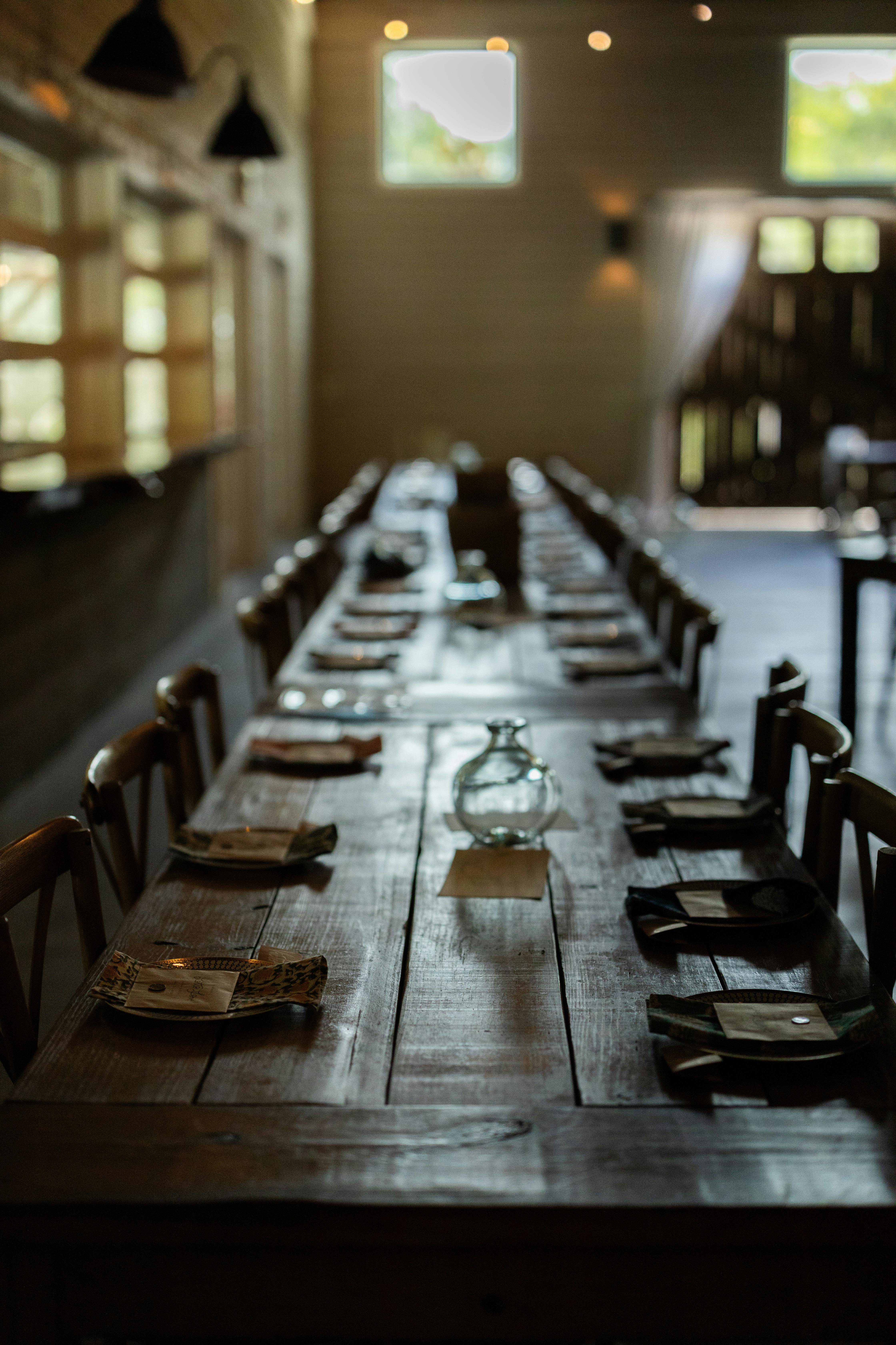 Long Wooden Tables · Free Stock Photo