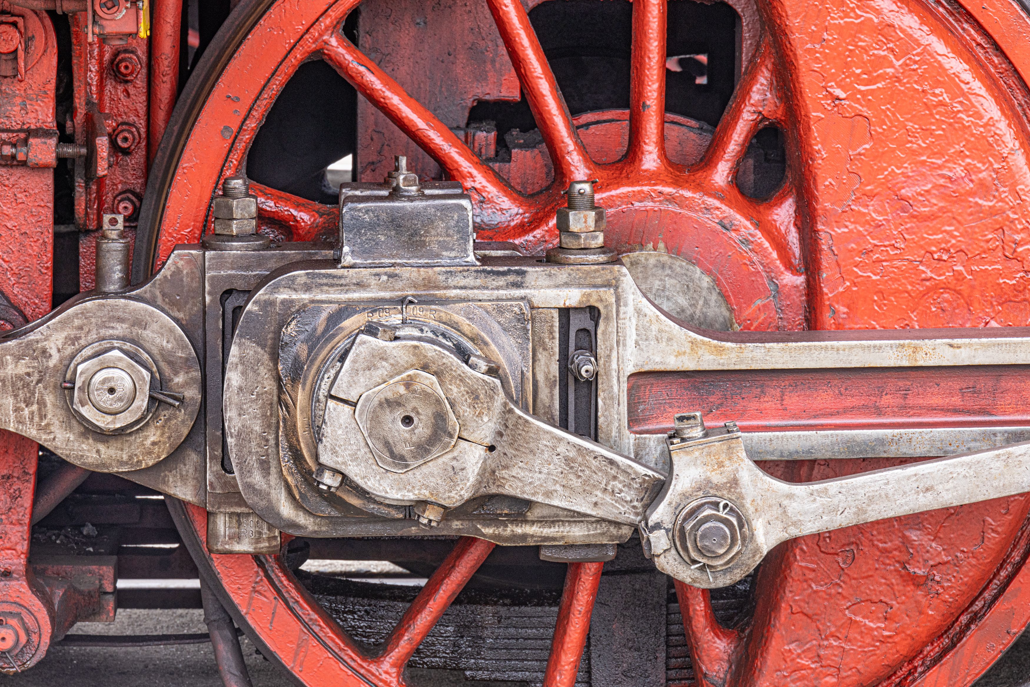Gear on Red Wheel of Old Train · Free Stock Photo