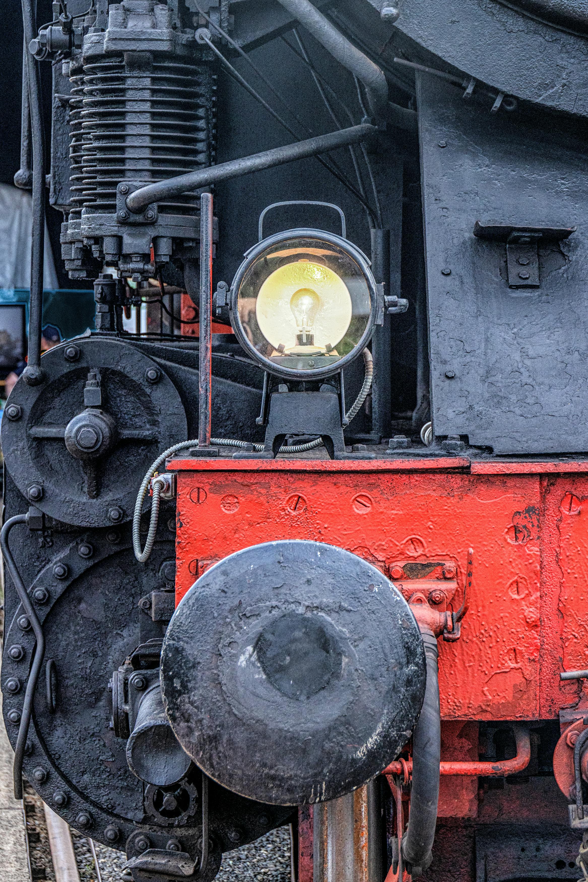 Grayscale Photography of Steam Locomotive on Railroad · Free Stock Photo