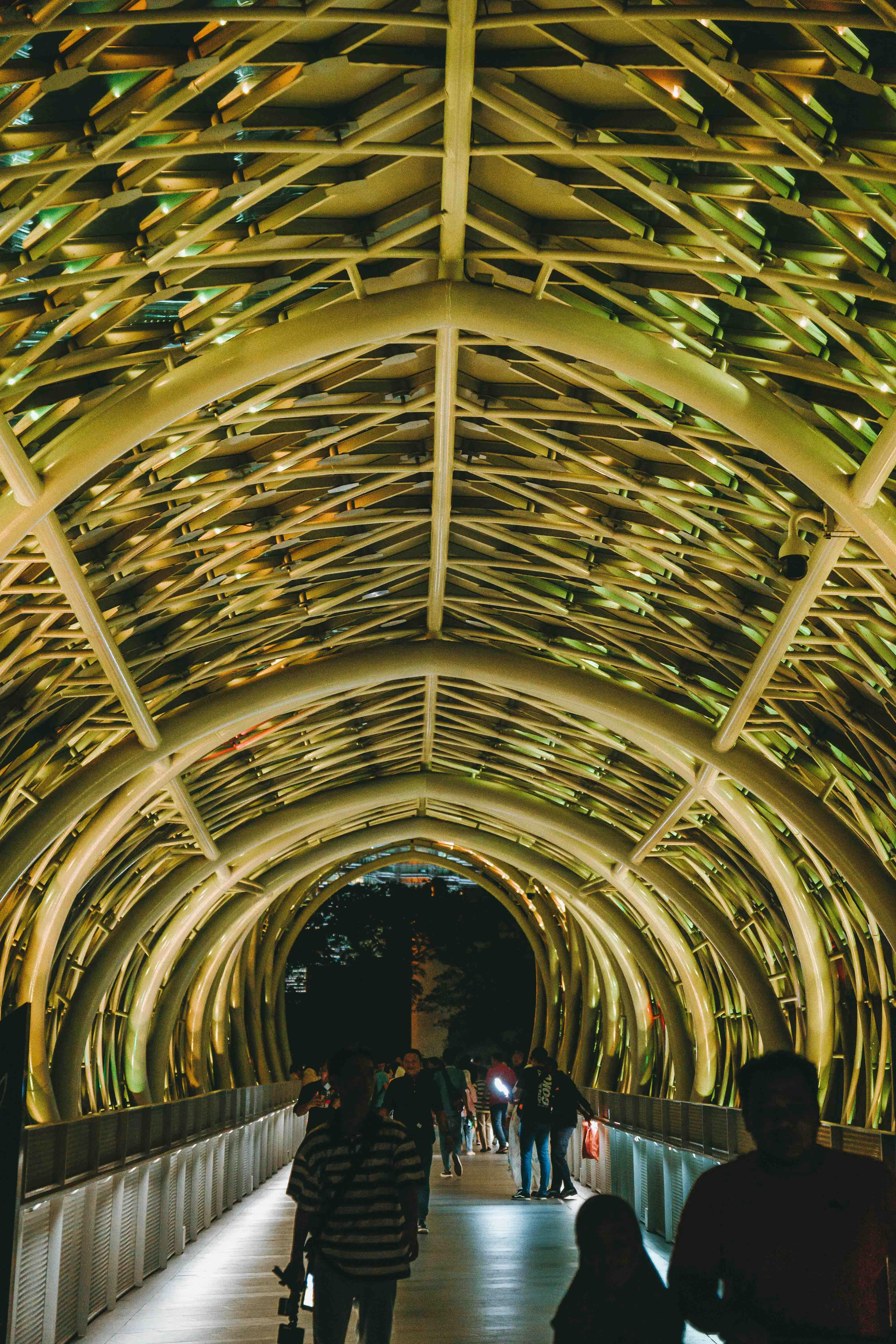 View of Pedestrians Walking Inside the Saloma Link Bridge in Kuala ...