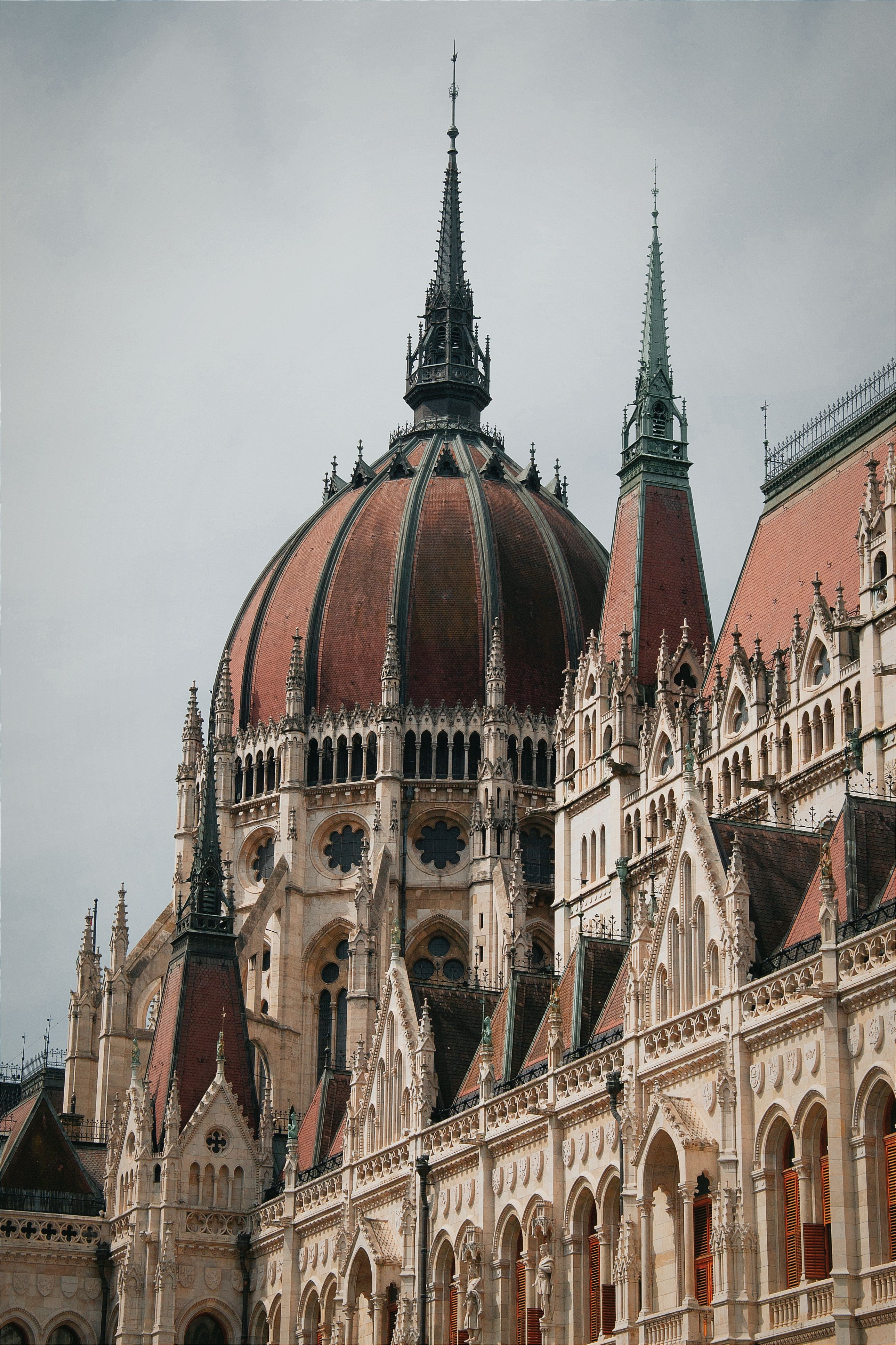 Facade and Dome of the Hungarian Parliament Building in Budapest ...