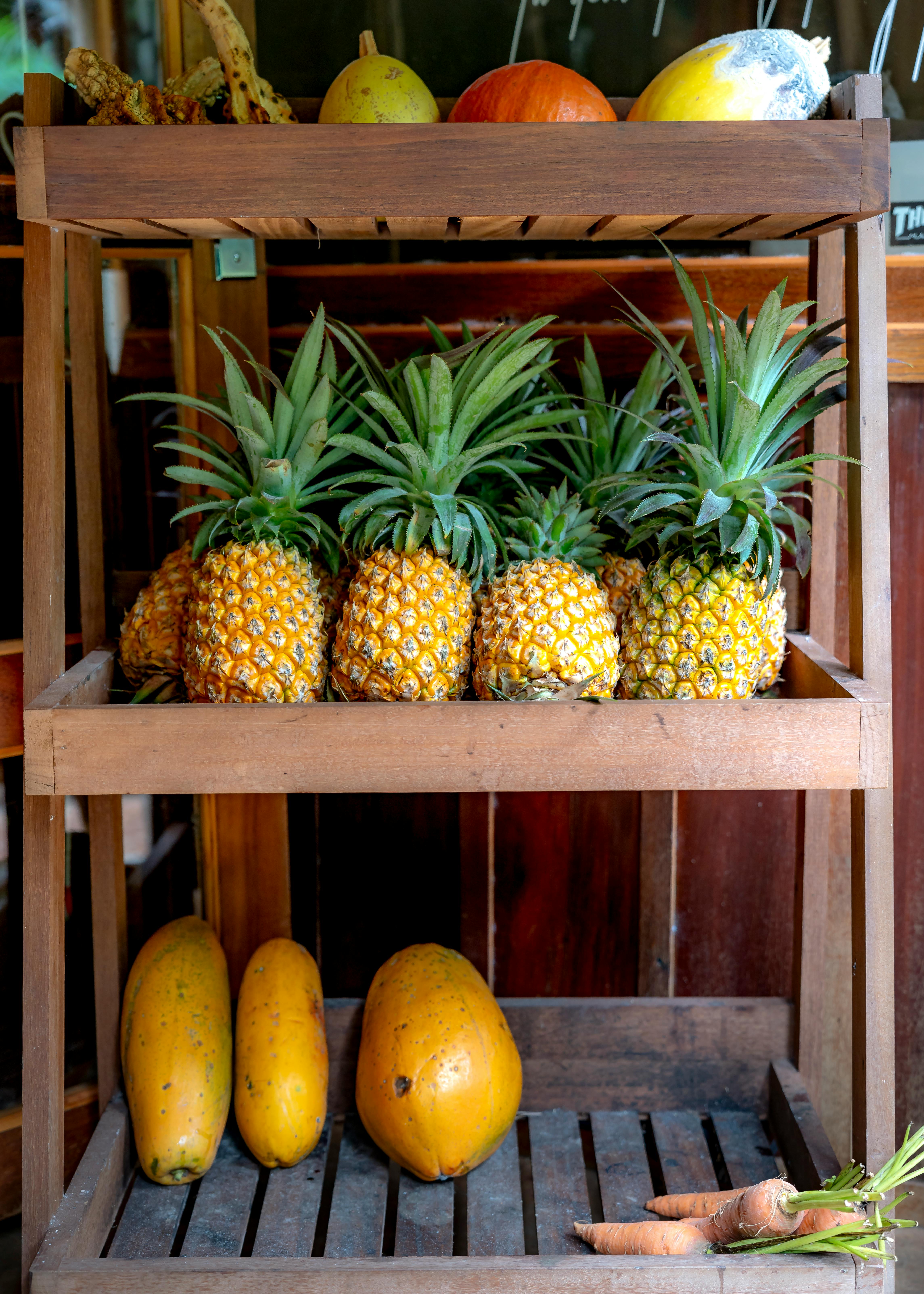 Fruit on Wooden Shelves · Free Stock Photo