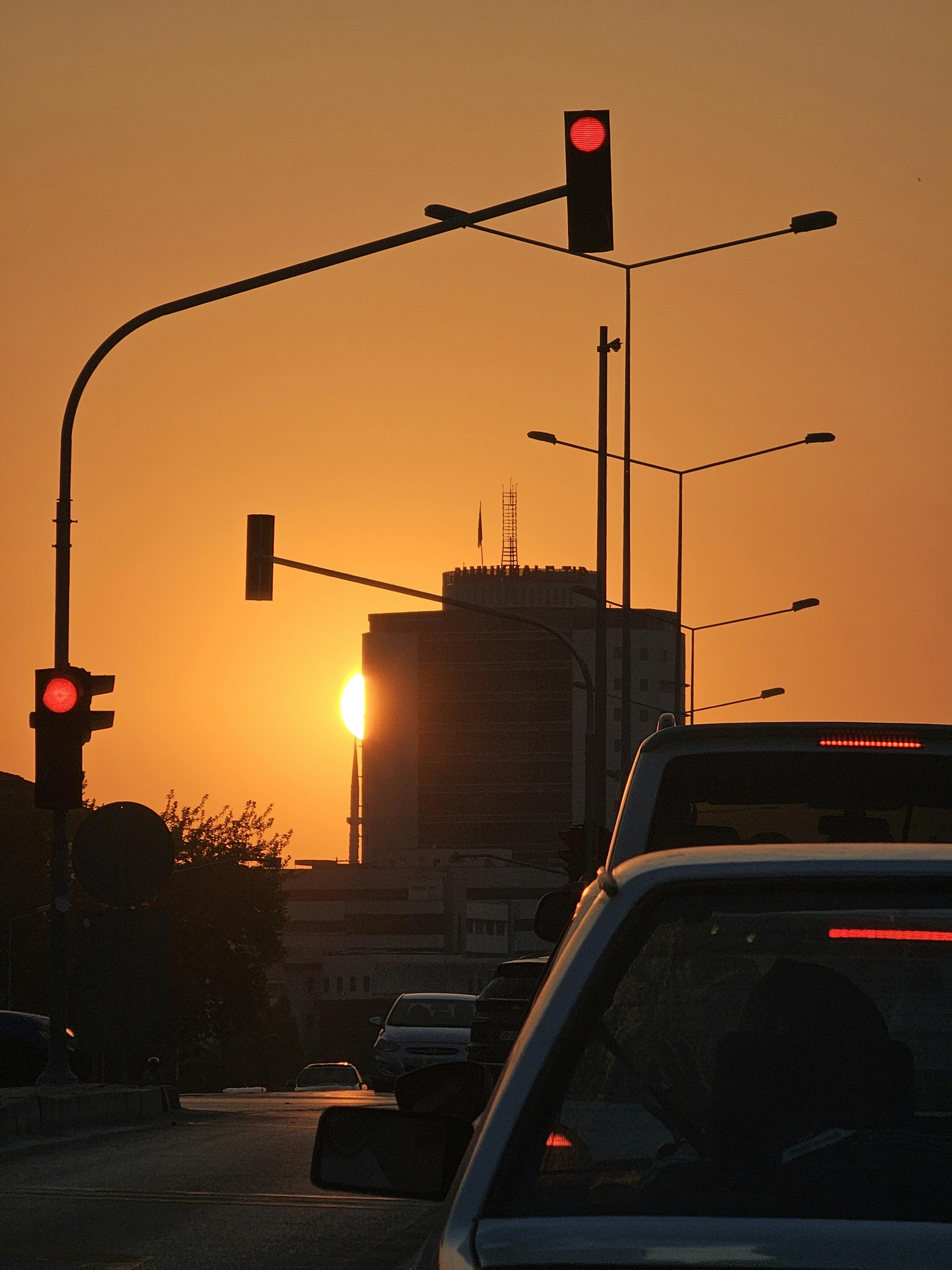 Yellow, Sunset Sky over Street · Free Stock Photo
