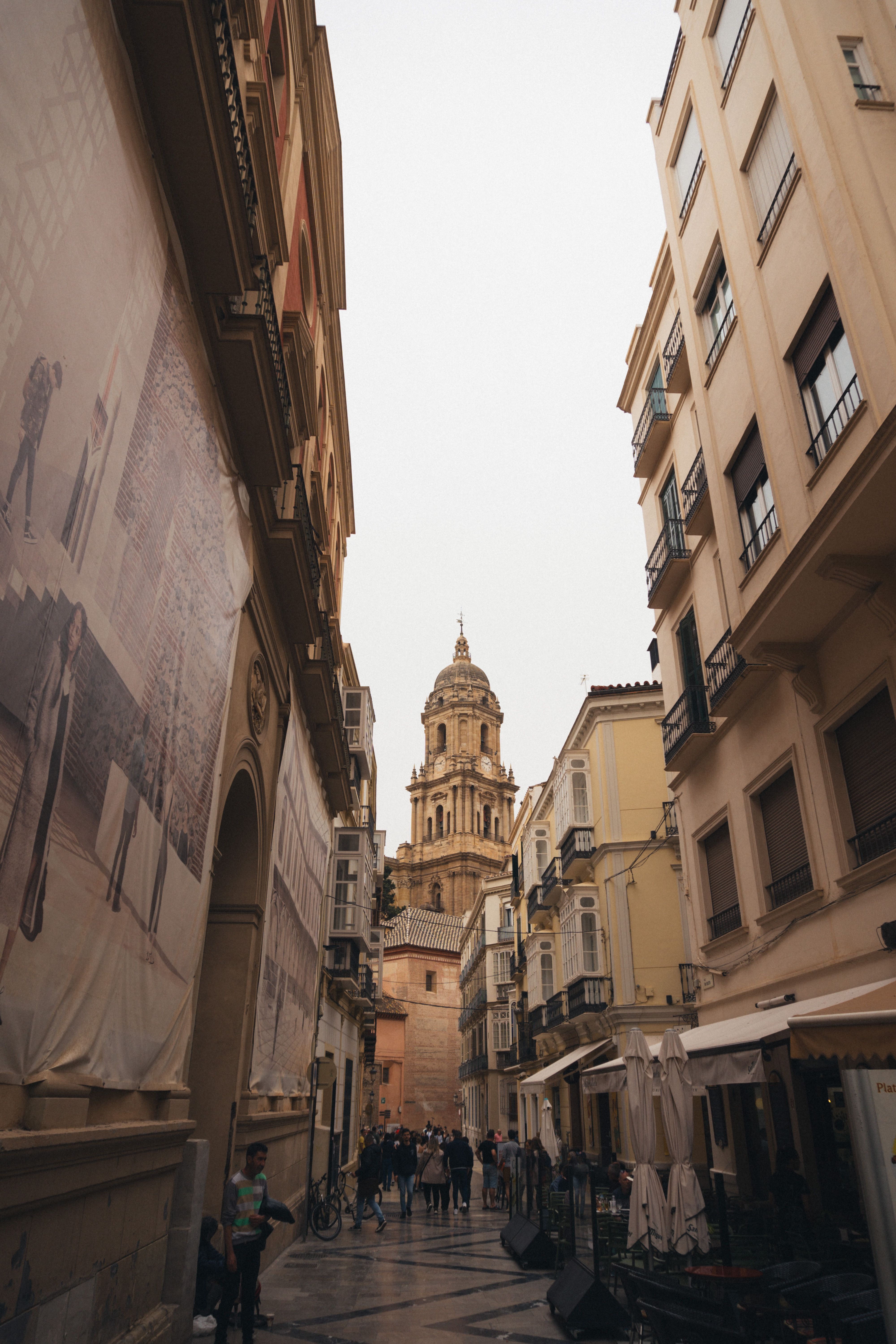 Old Town Buildings and the Cathedral Tower in Malaga, Spain · Free ...