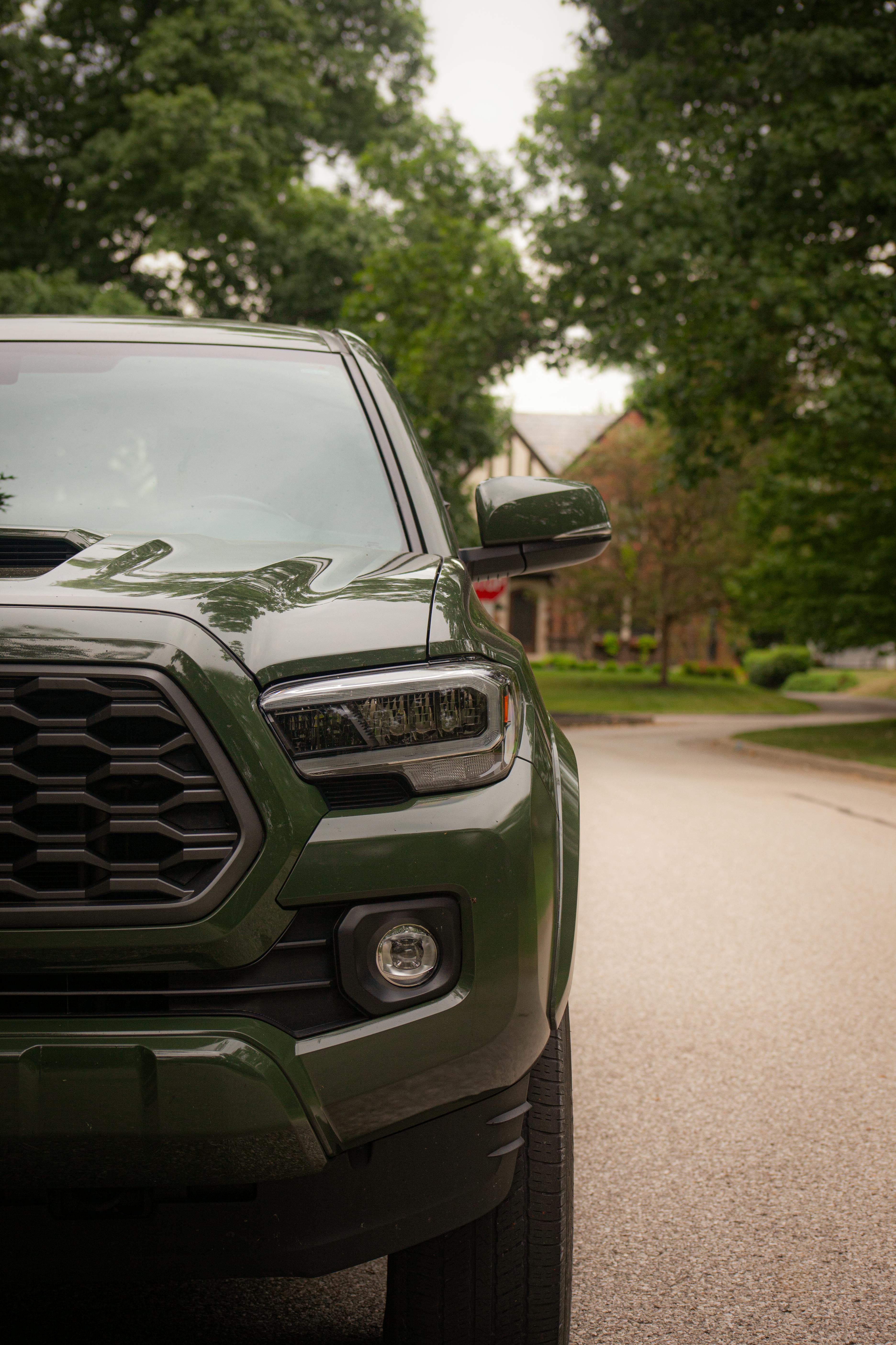 Green Toyota Tacoma on Street · Free Stock Photo