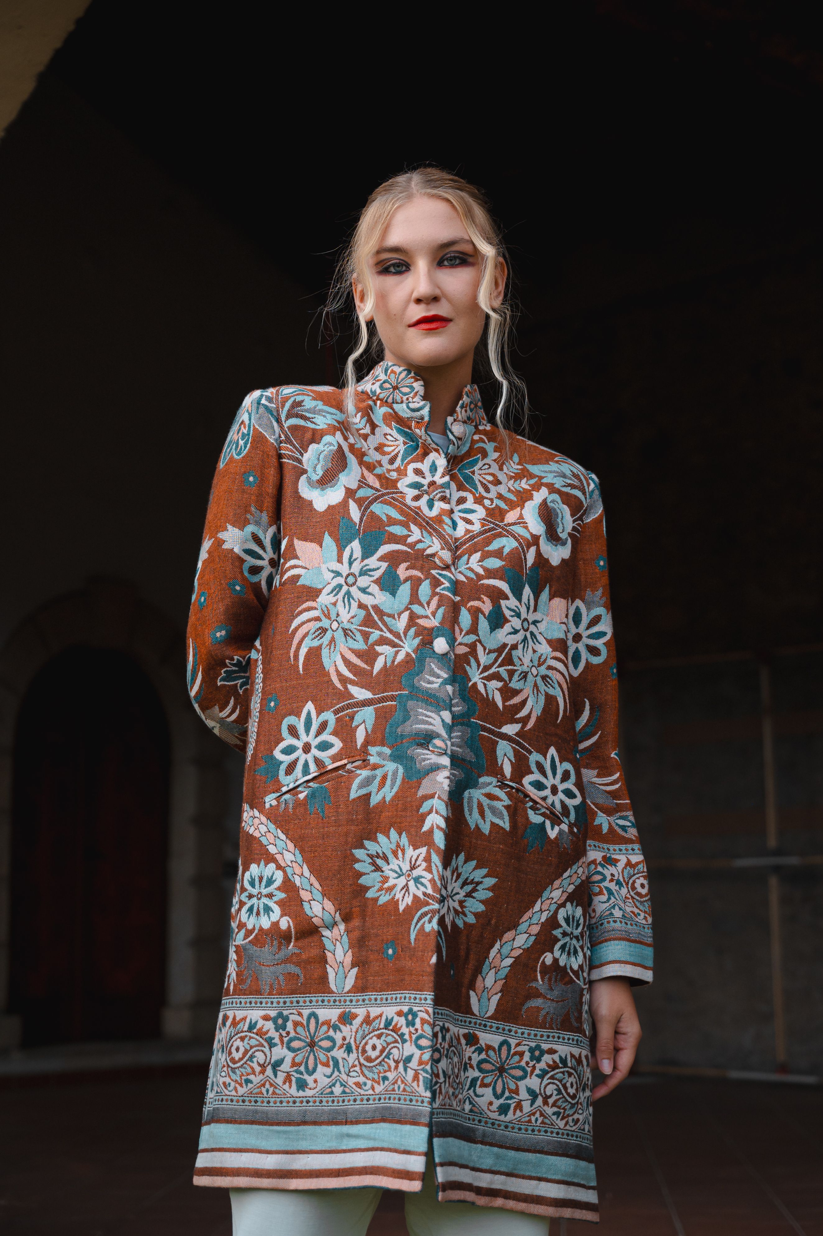 Model in an Embroidered Floral Tunic · Free Stock Photo