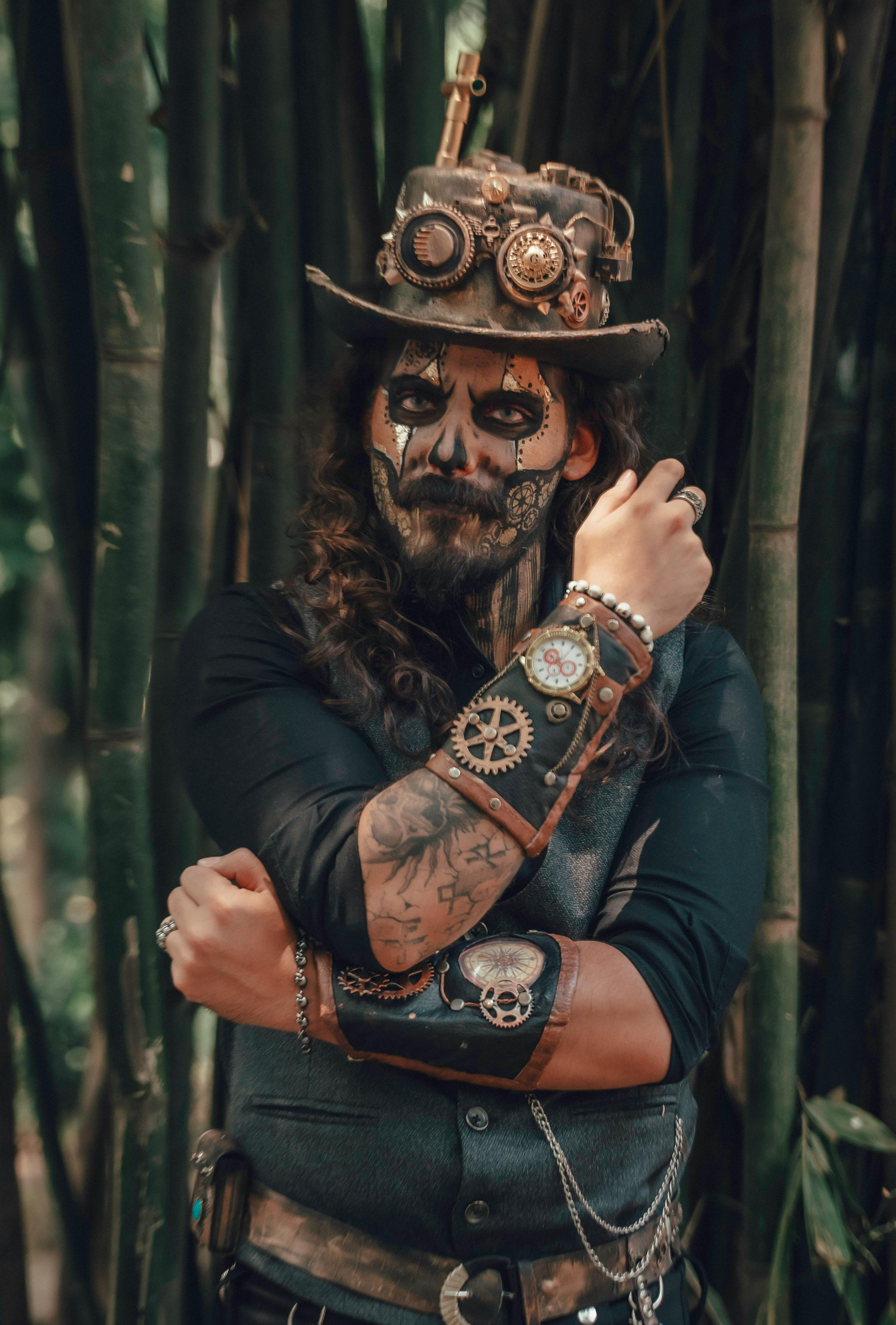 Portrait of a Long-Haired Man Wearing a Steampunk Costume · Free Stock ...