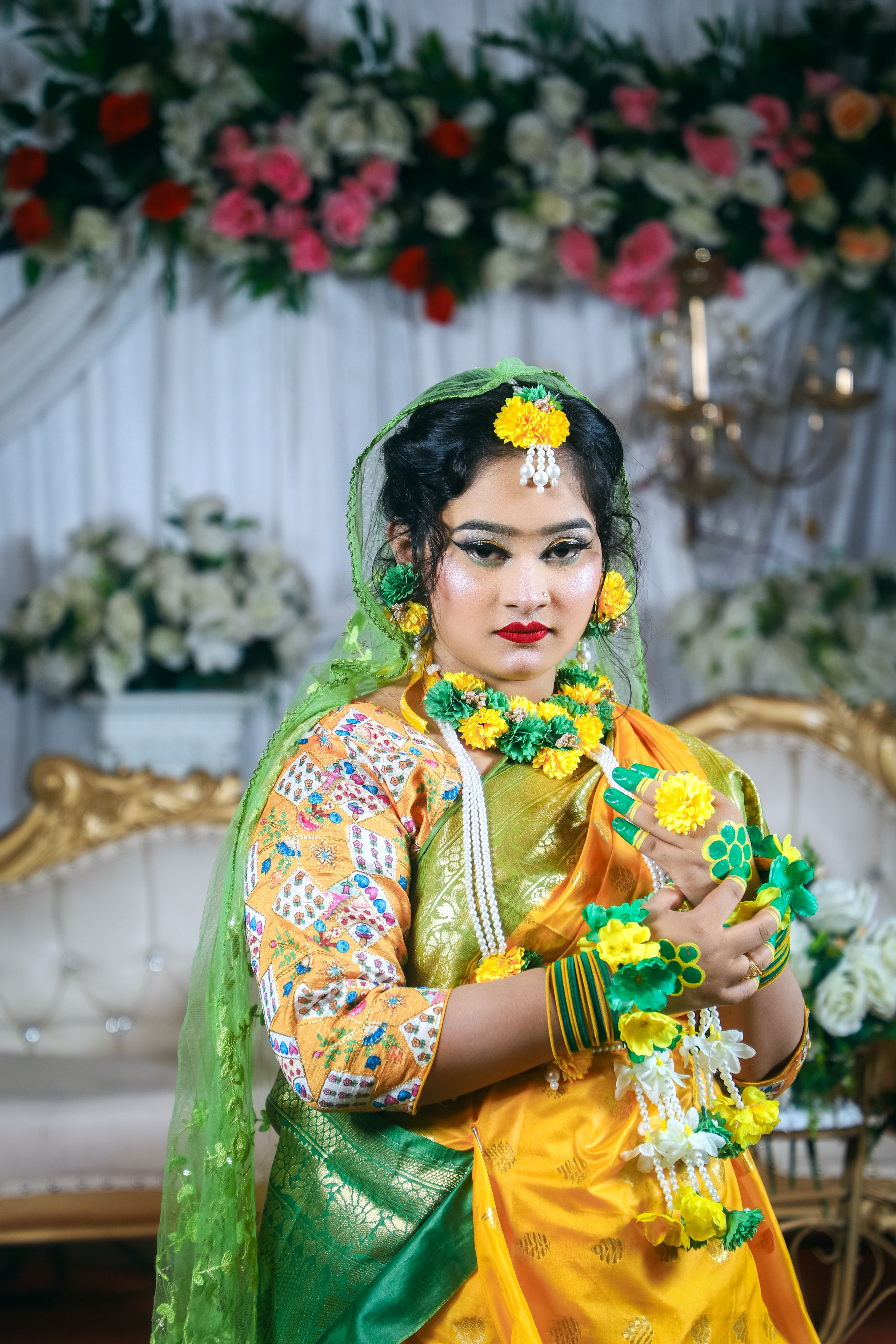Woman Posing Wearing Colorful Traditional Sari Dress · Free Stock Photo
