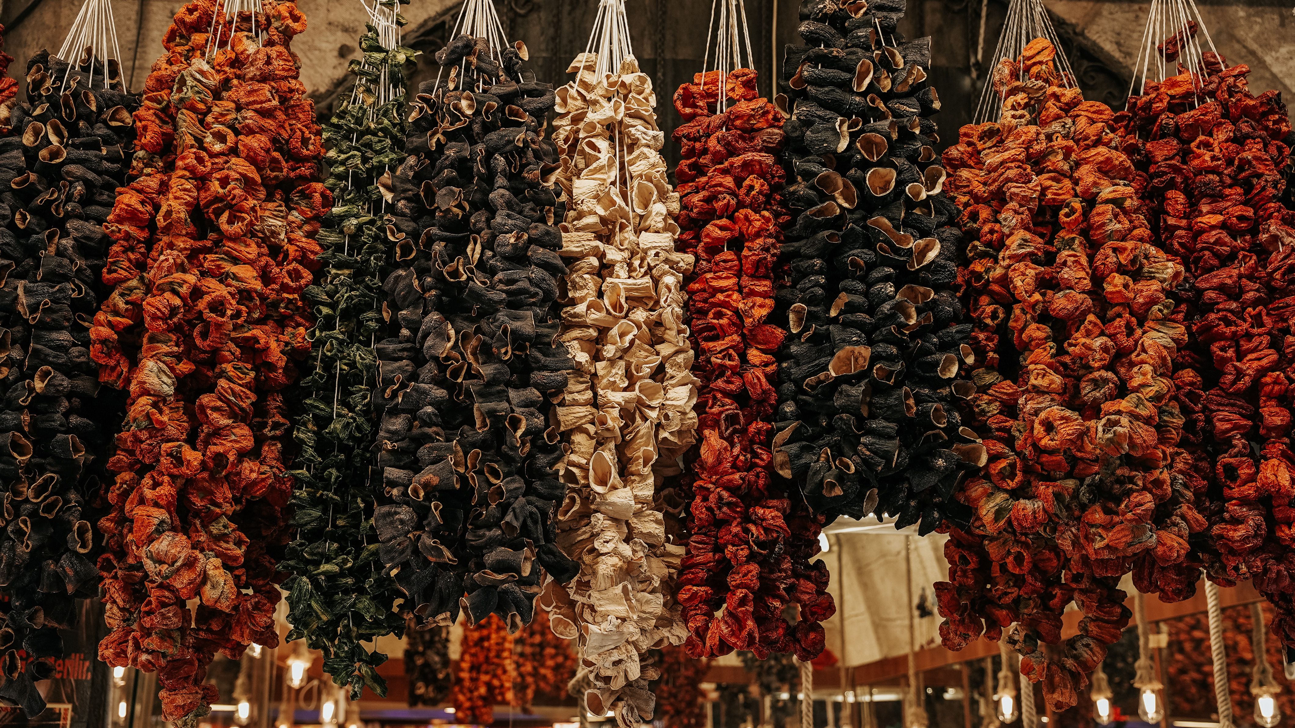Hanging Dried Vegetables at a Market Stall · Free Stock Photo