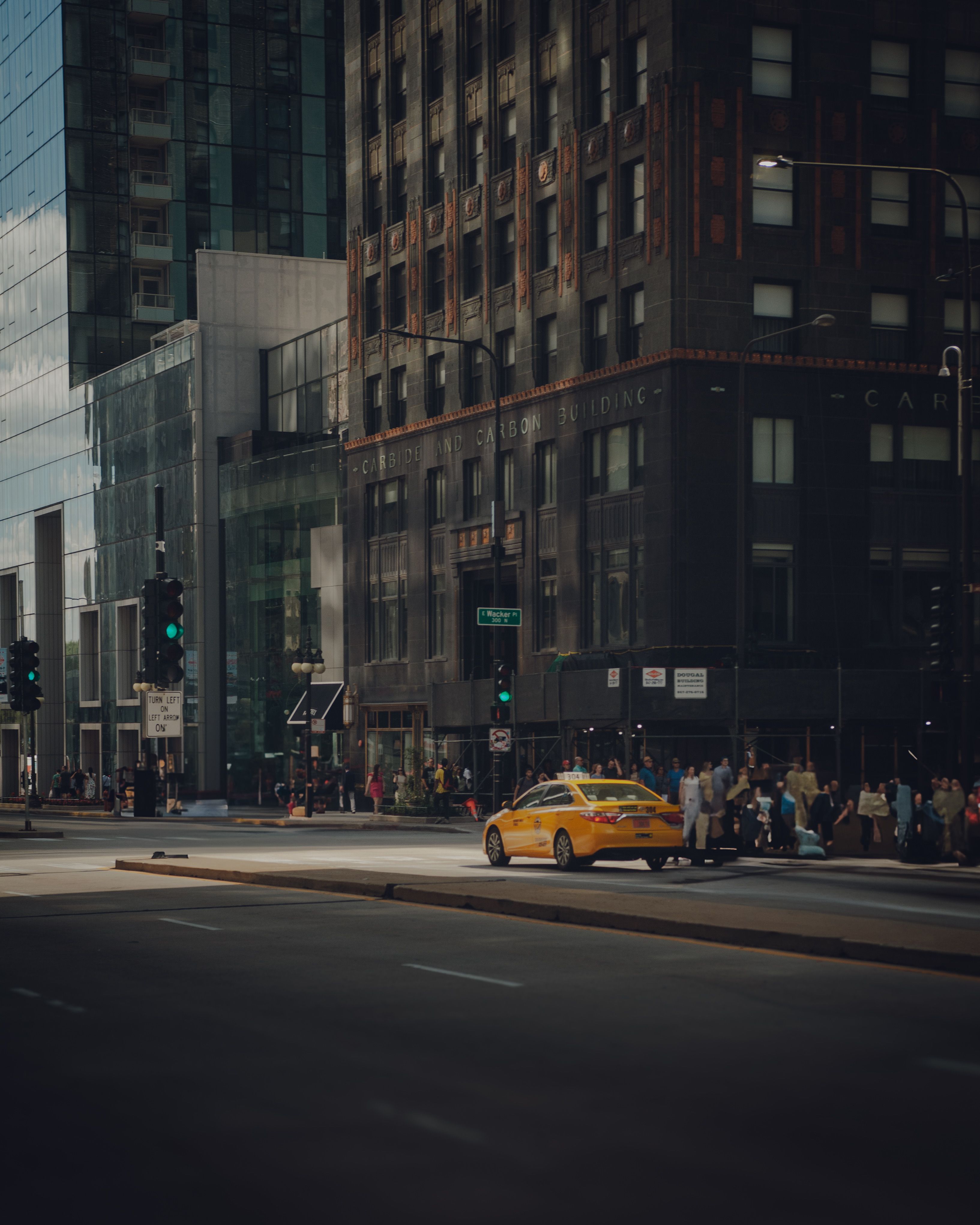A Yellow Cab on the Downtown Street in New York City, New York, USA ...