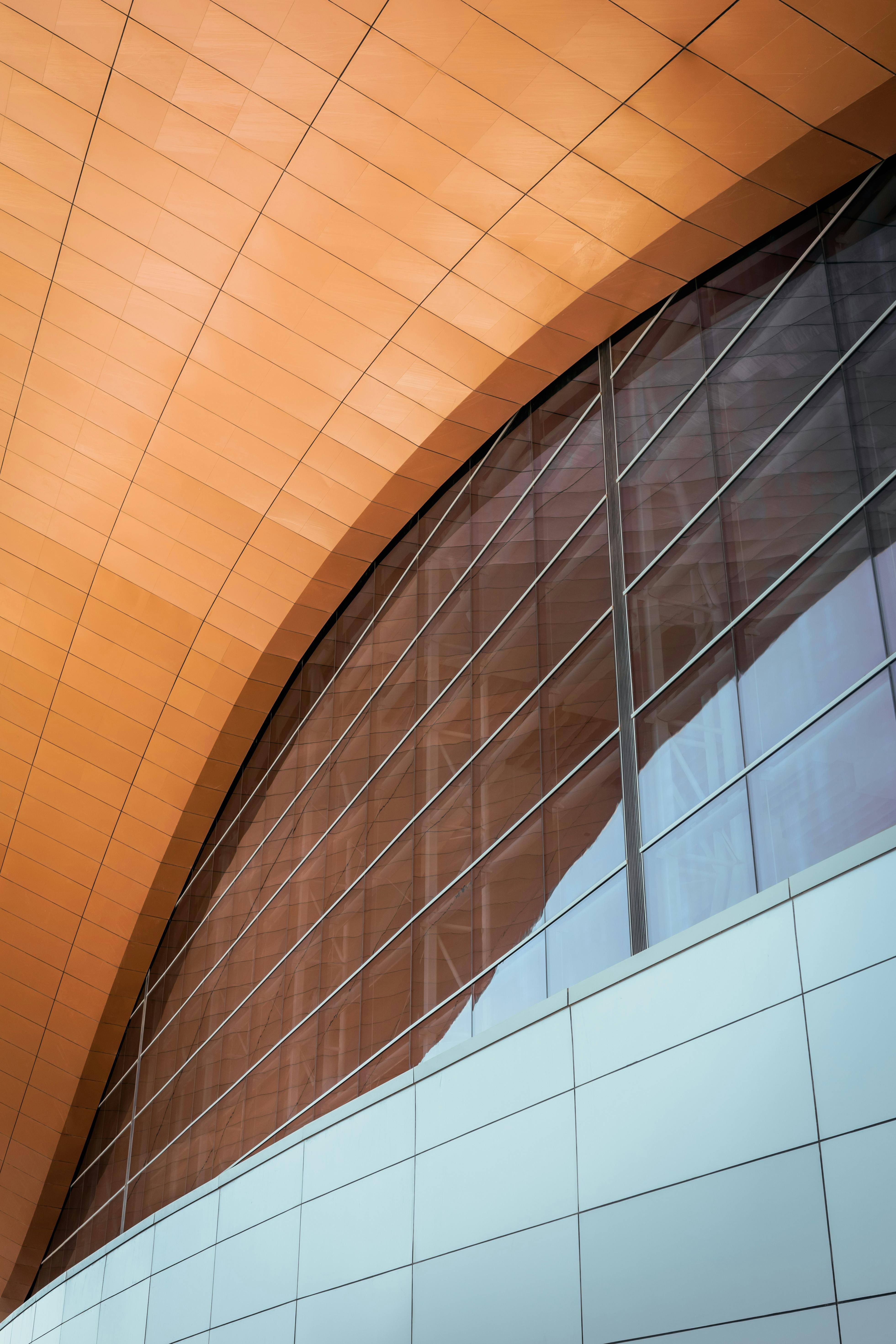 Modern Glass Arch Facade of Building · Free Stock Photo