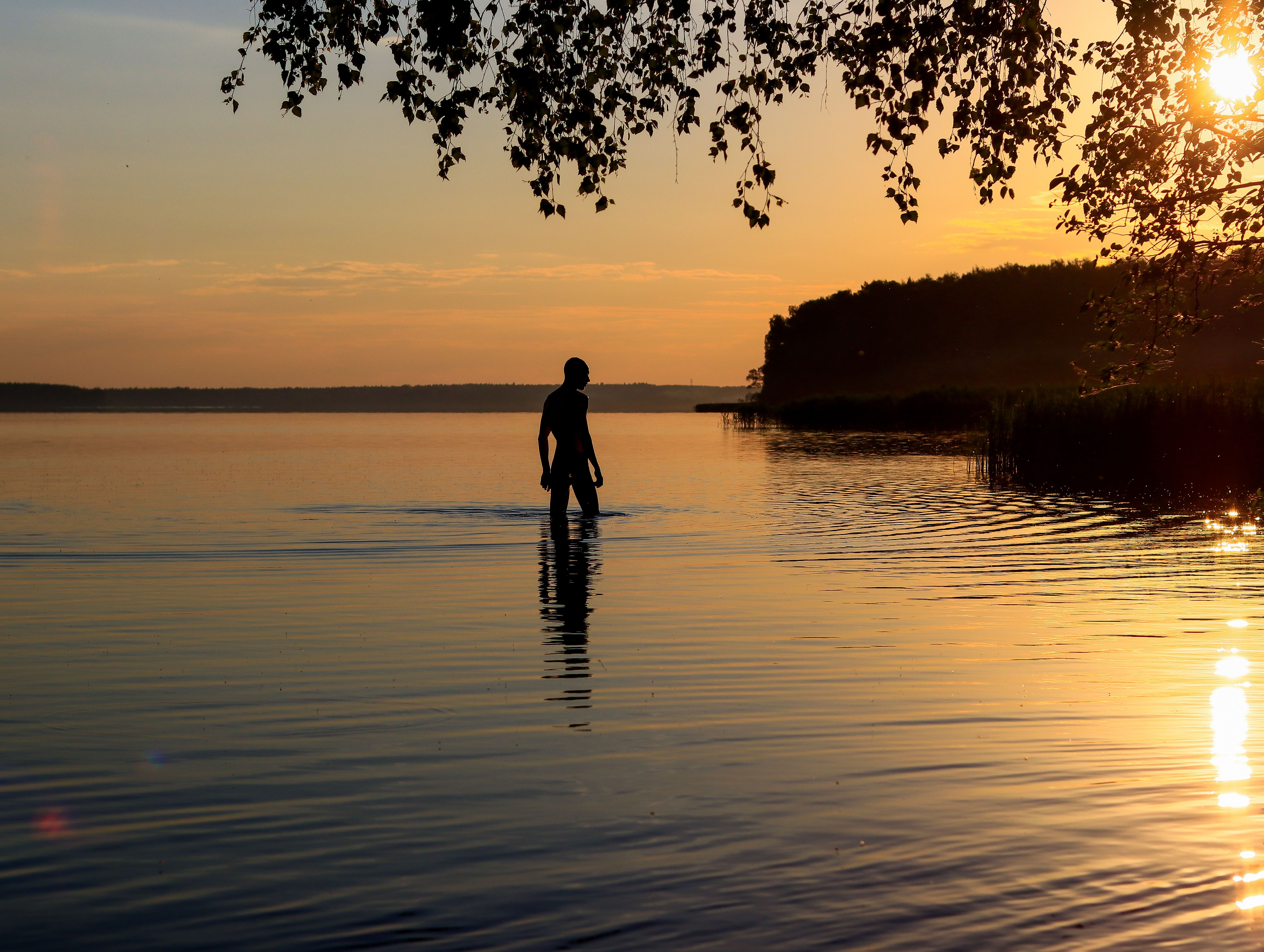Silhouette of a Man Standing In the Water · Free Stock Photo