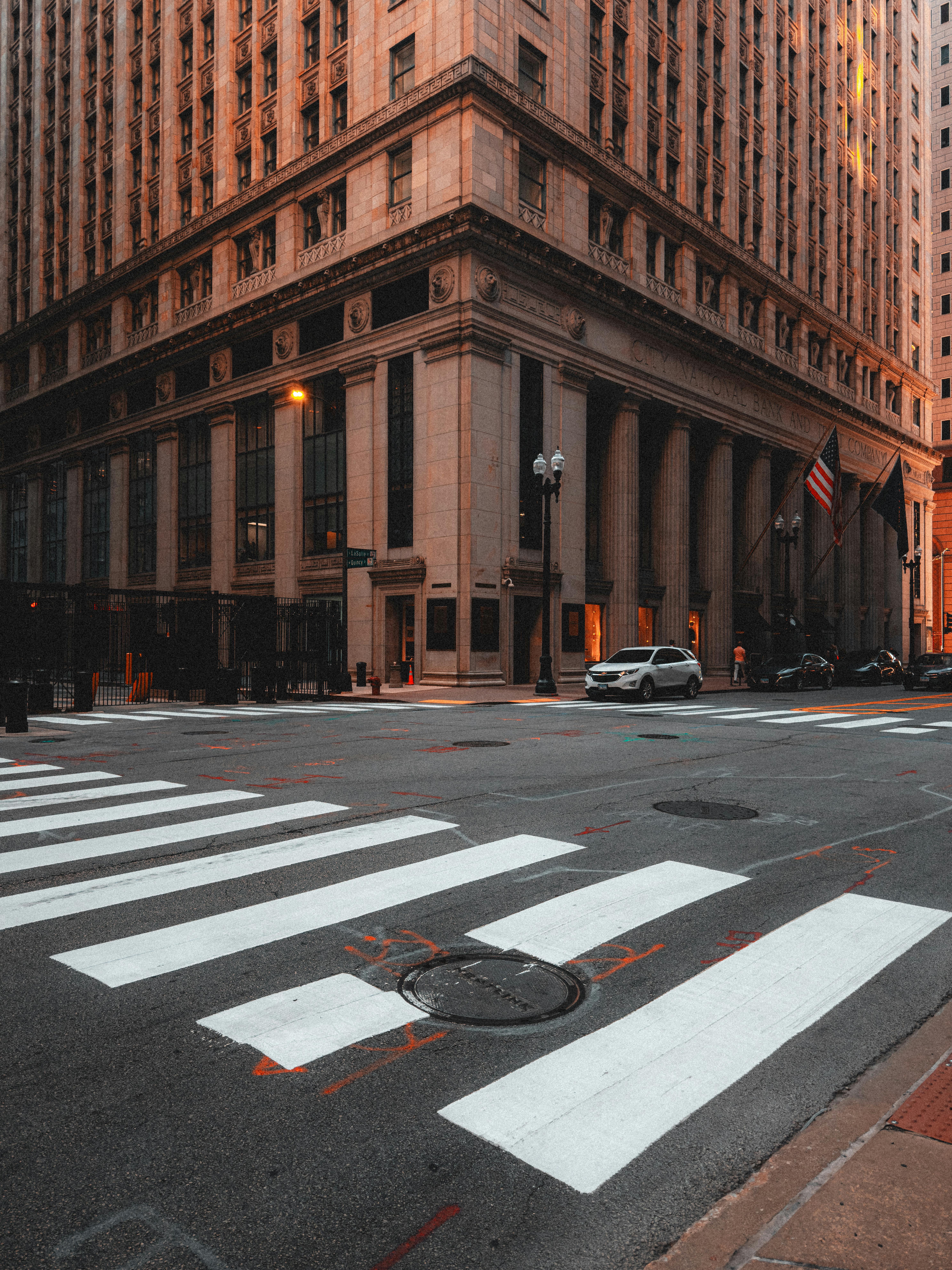 Crosswalks at the Intersection by the JW Marriott Hotel in Chicago ...
