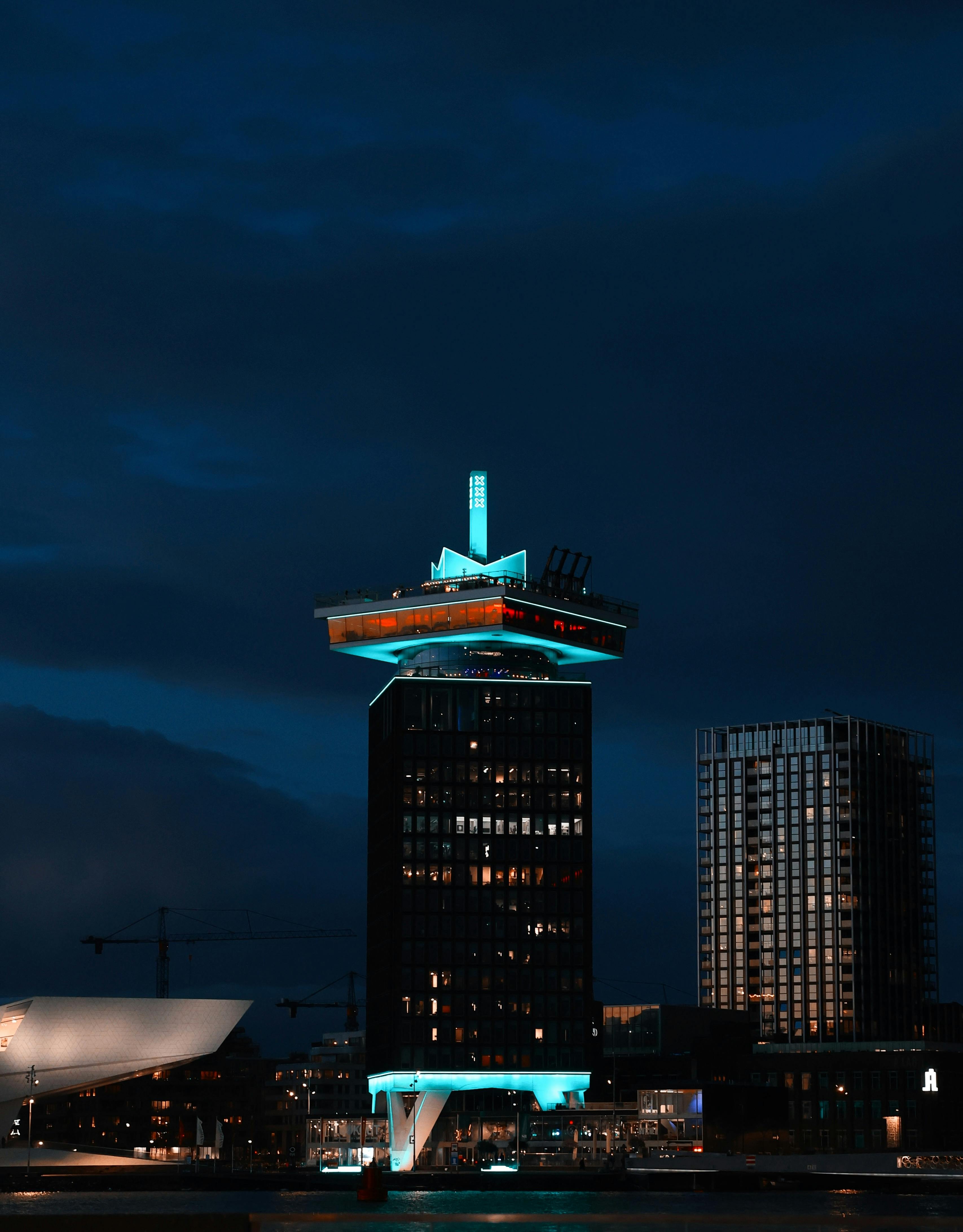 ADAM Tower at Night in Amsterdam, Netherlands · Free Stock Photo