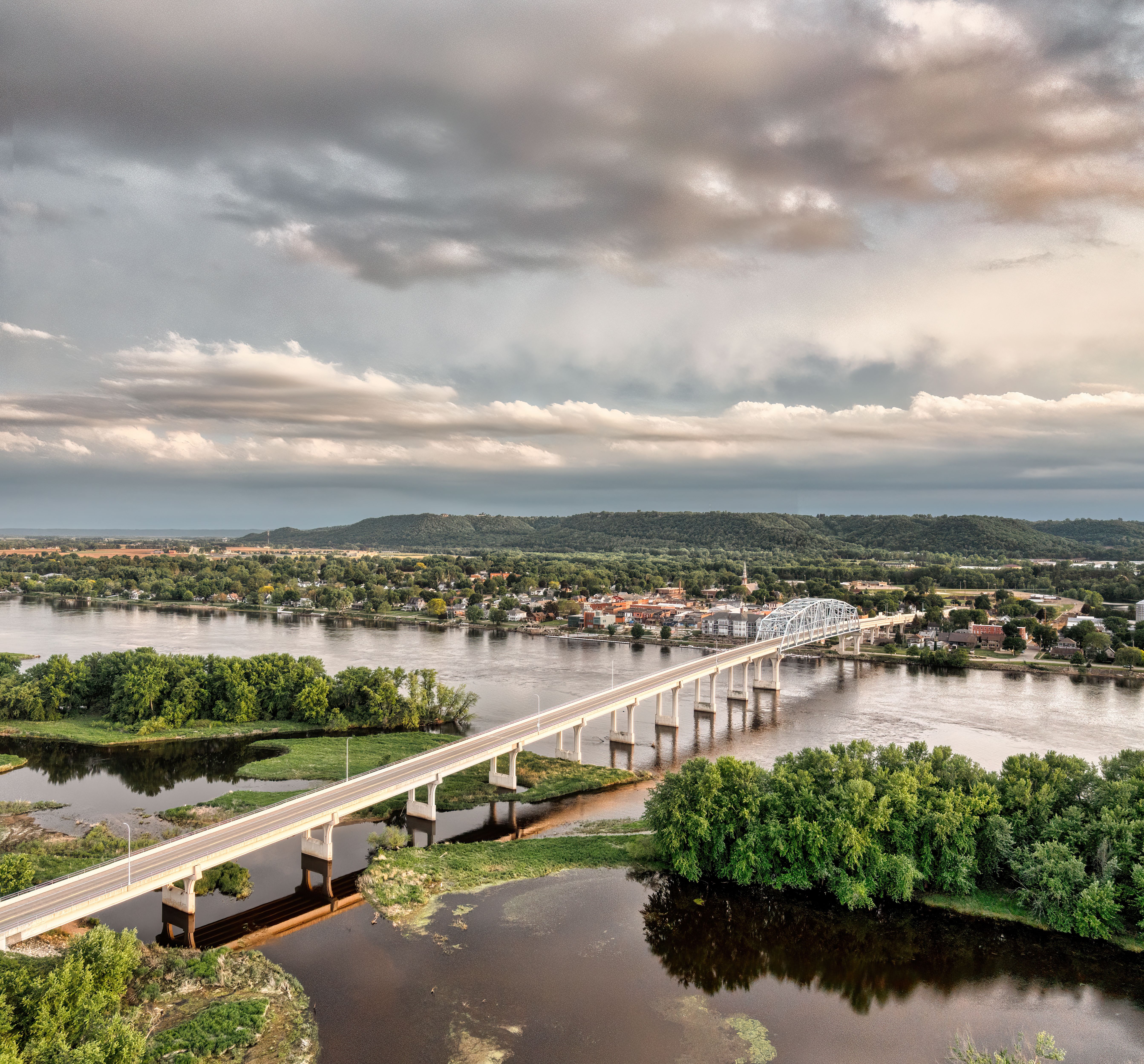 Bridge over Swamp and River Leading on Riverside with City · Free Stock ...