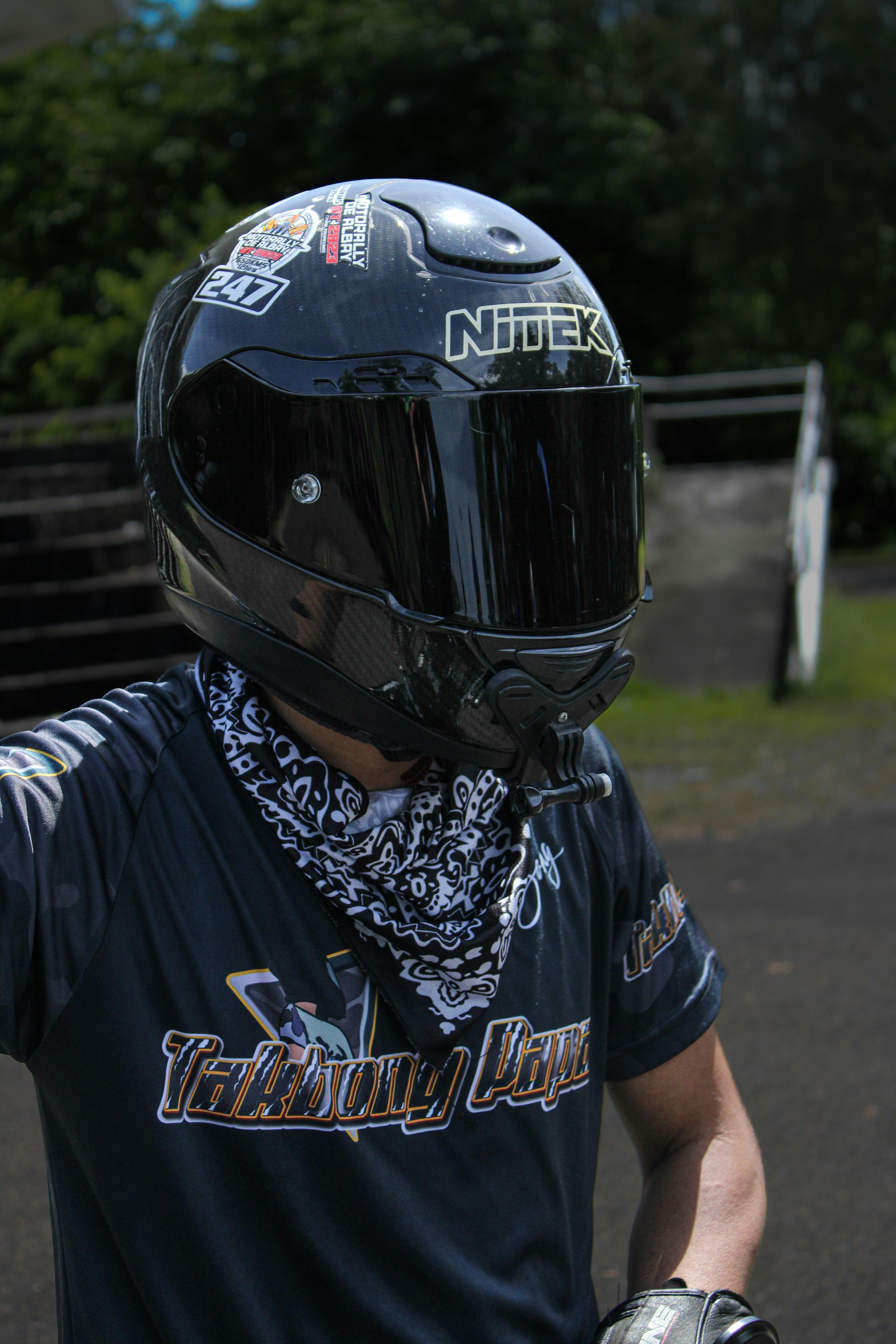 Portrait of Man in Motorcycle Helmet · Free Stock Photo