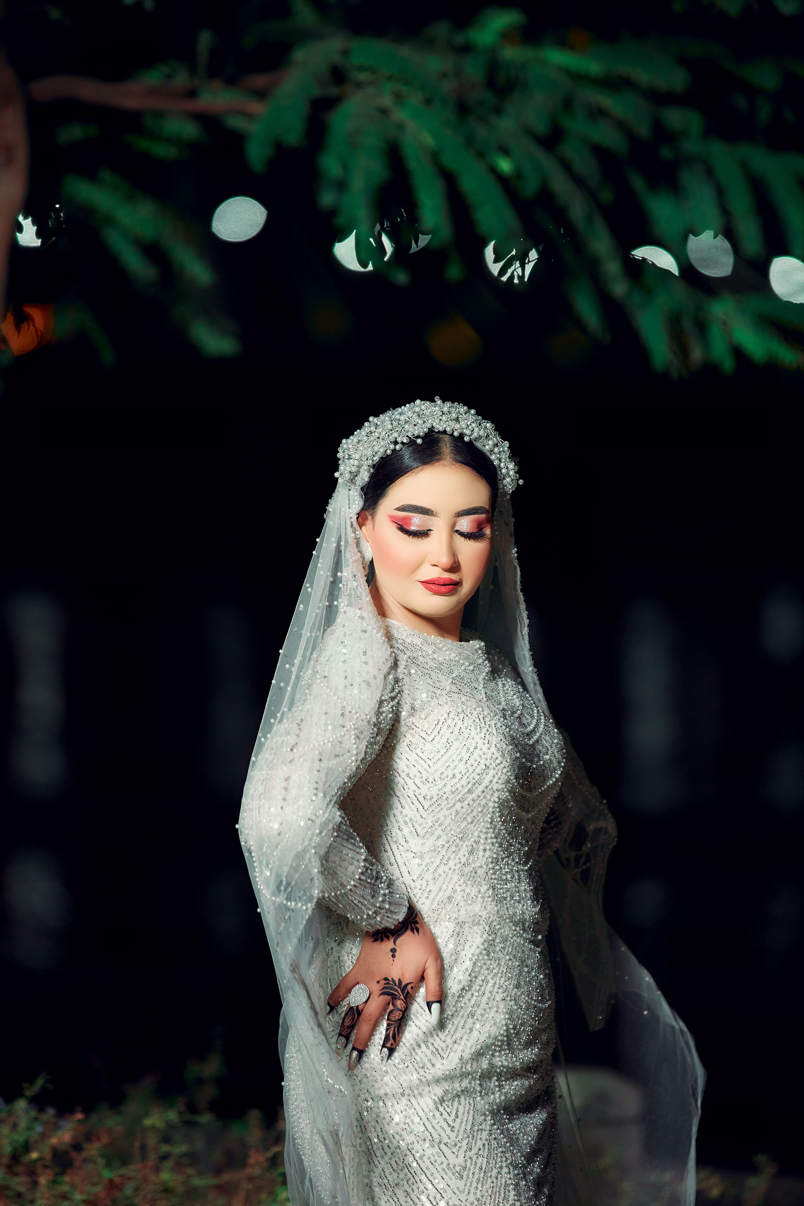 Portrait of Bride at Night · Free Stock Photo