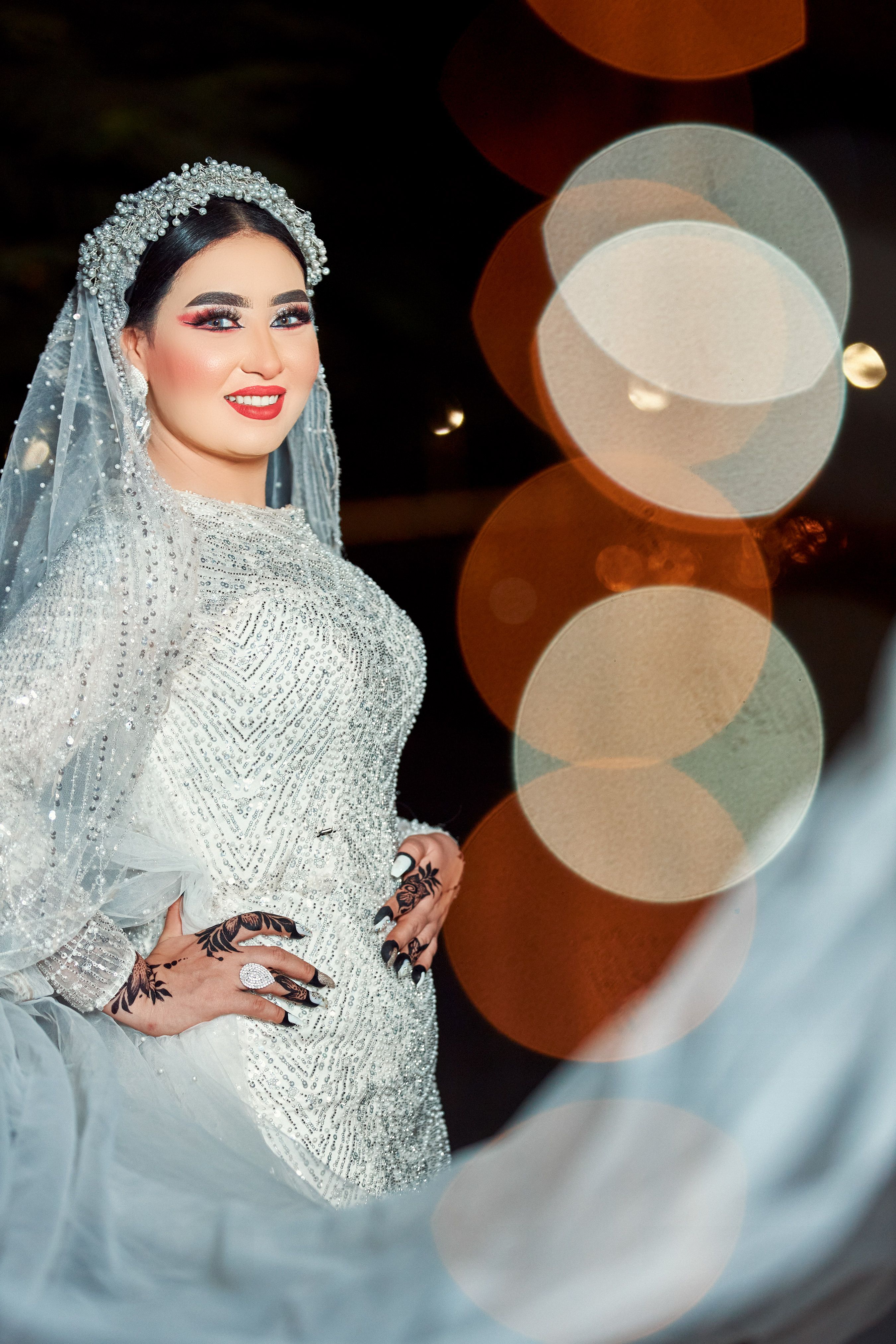 Portrait of Smiling Bride at Night · Free Stock Photo