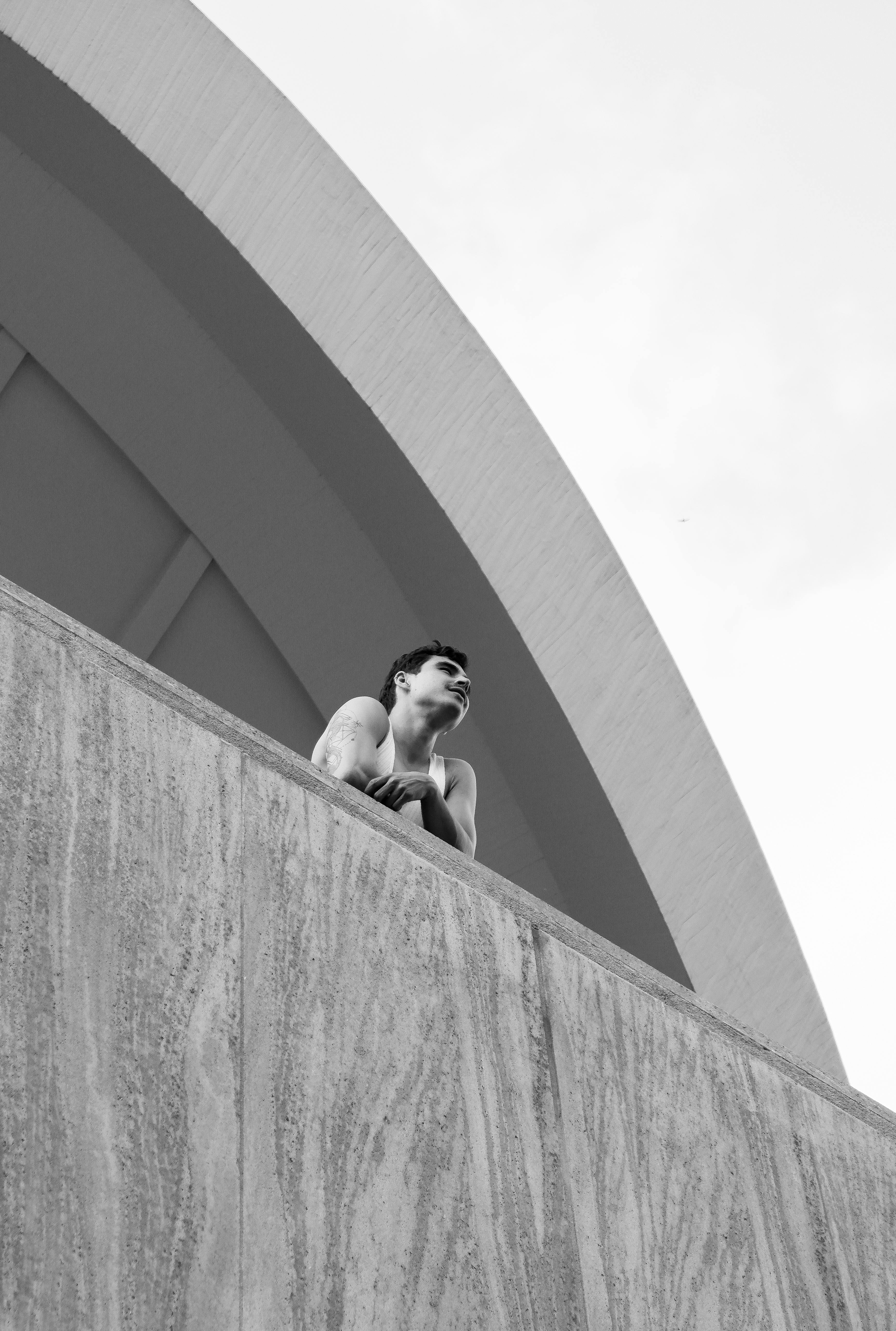 Man in Observatory in Black and White · Free Stock Photo