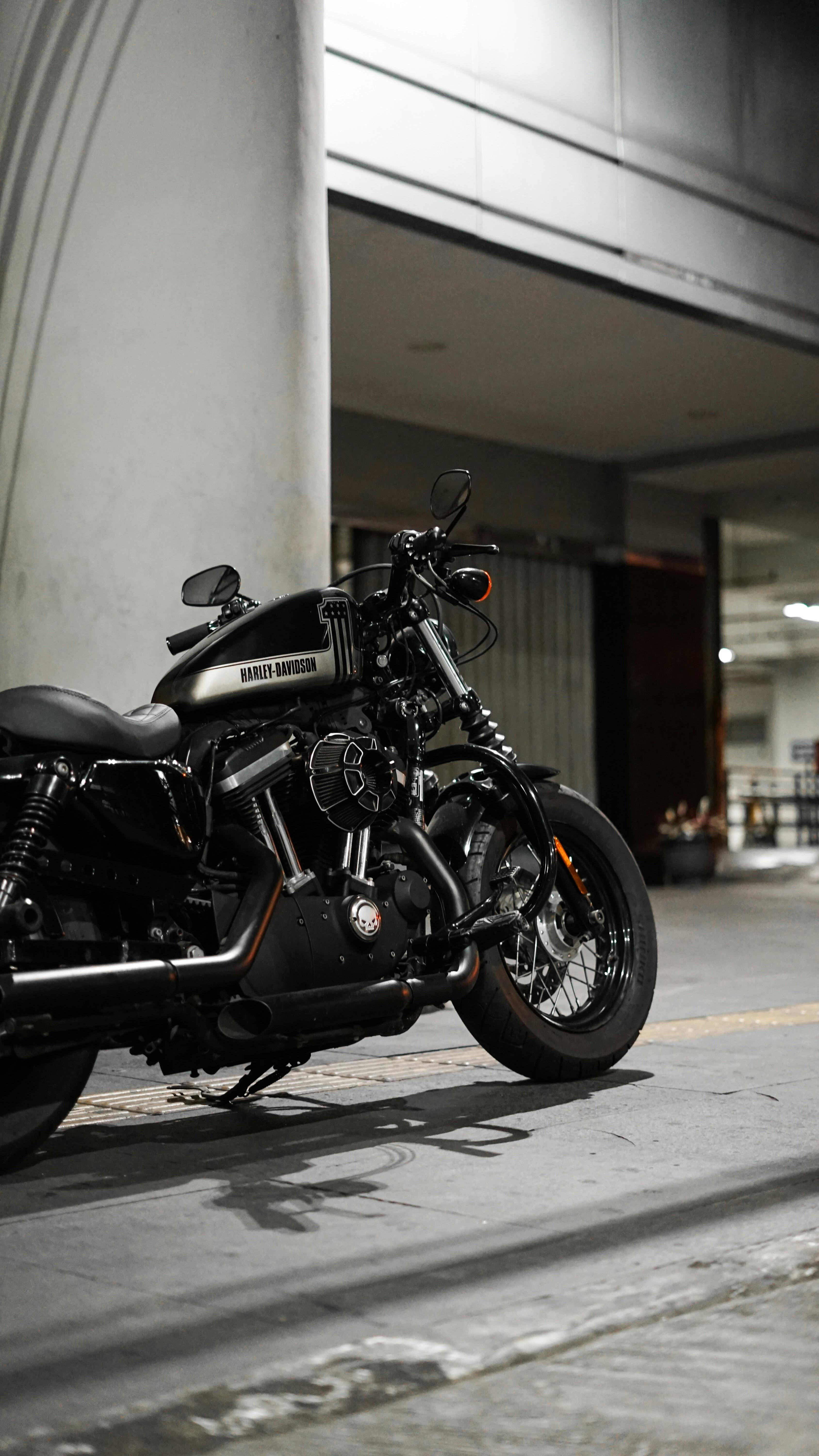 Side View of Glossy Modern Harley Davidson Motorcycle · Free Stock Photo