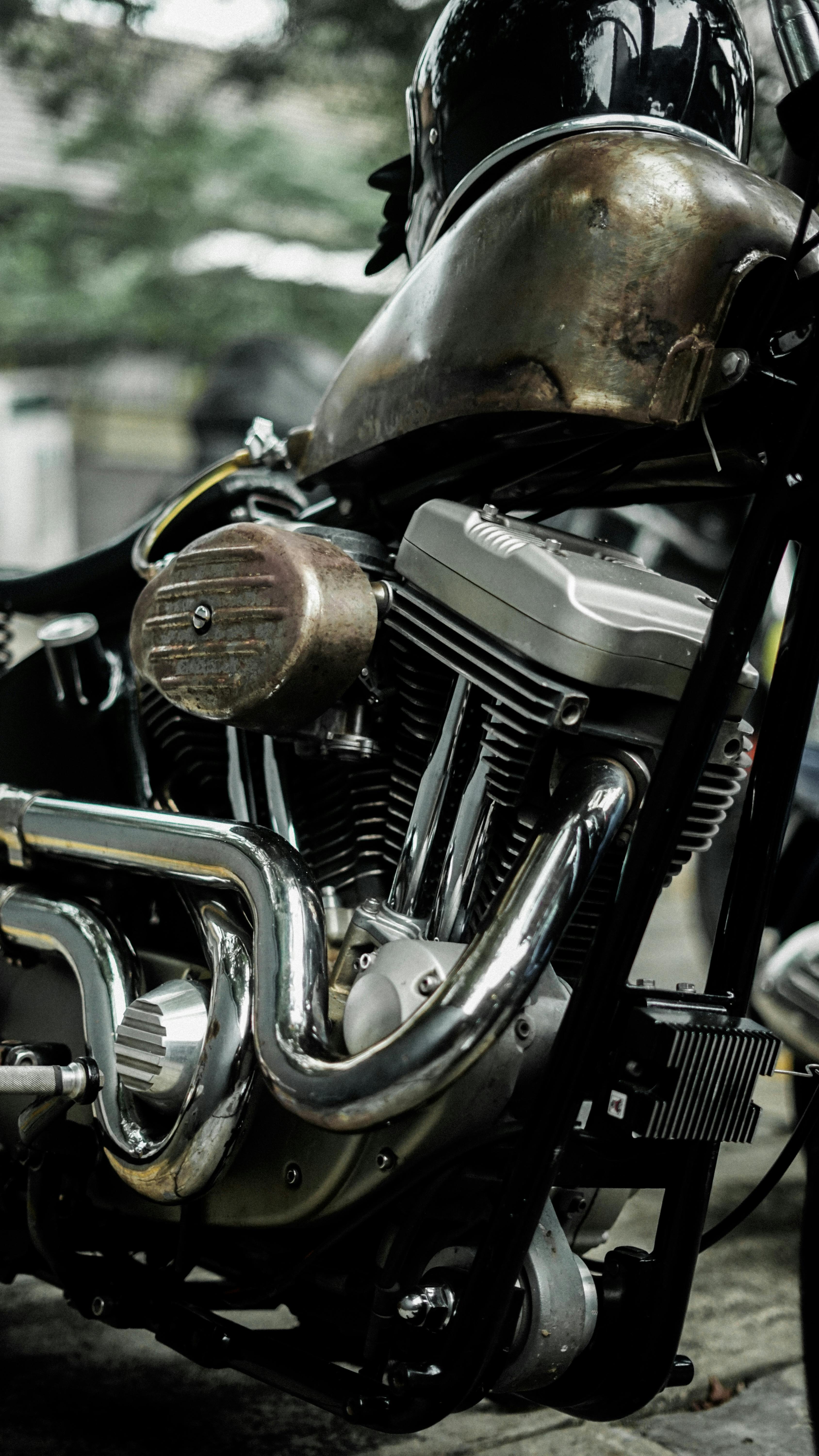 Vintage Motorcycle with Chrome Parts · Free Stock Photo