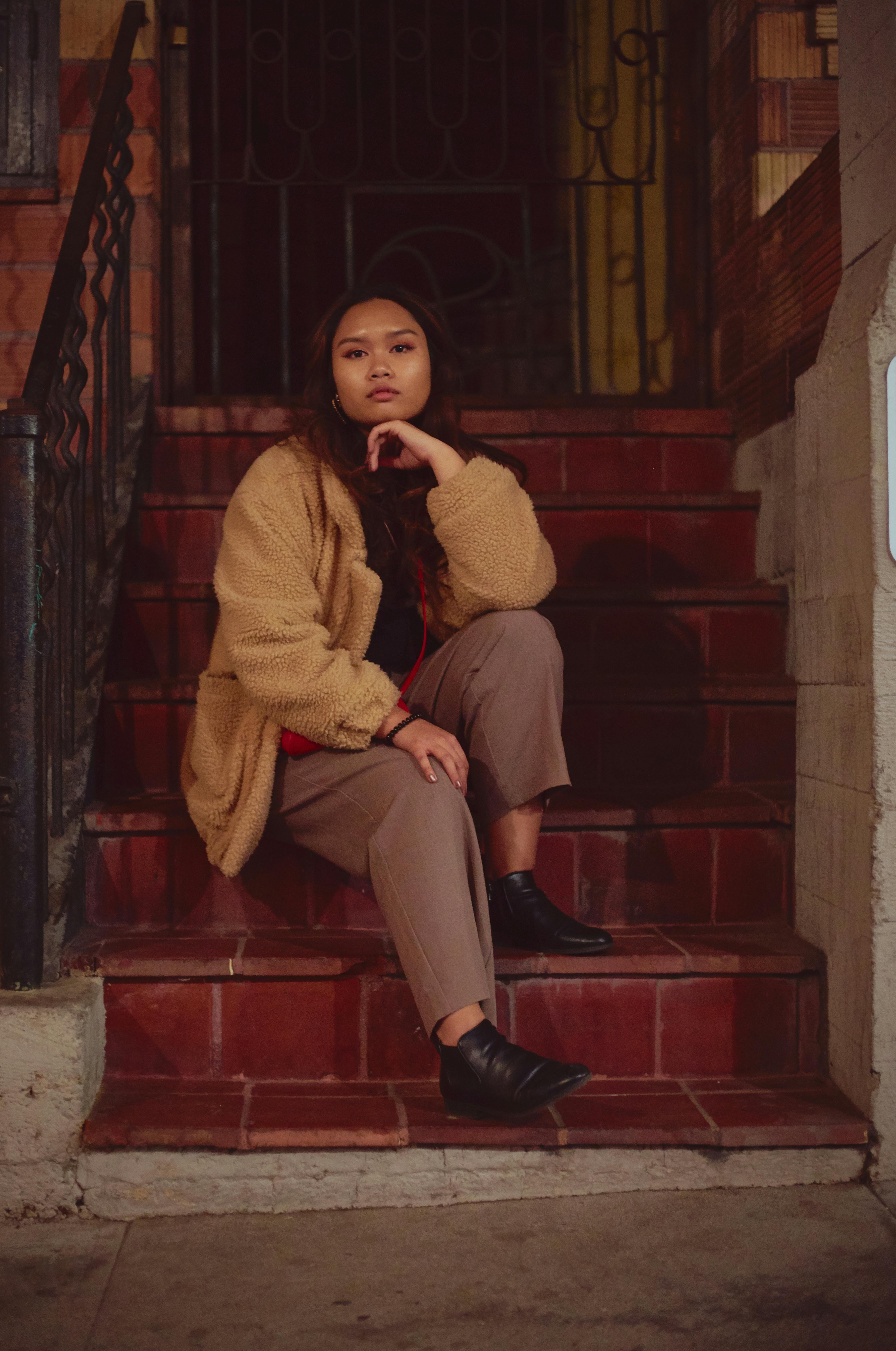 Woman in Pink Dress Sitting on Chair · Free Stock Photo