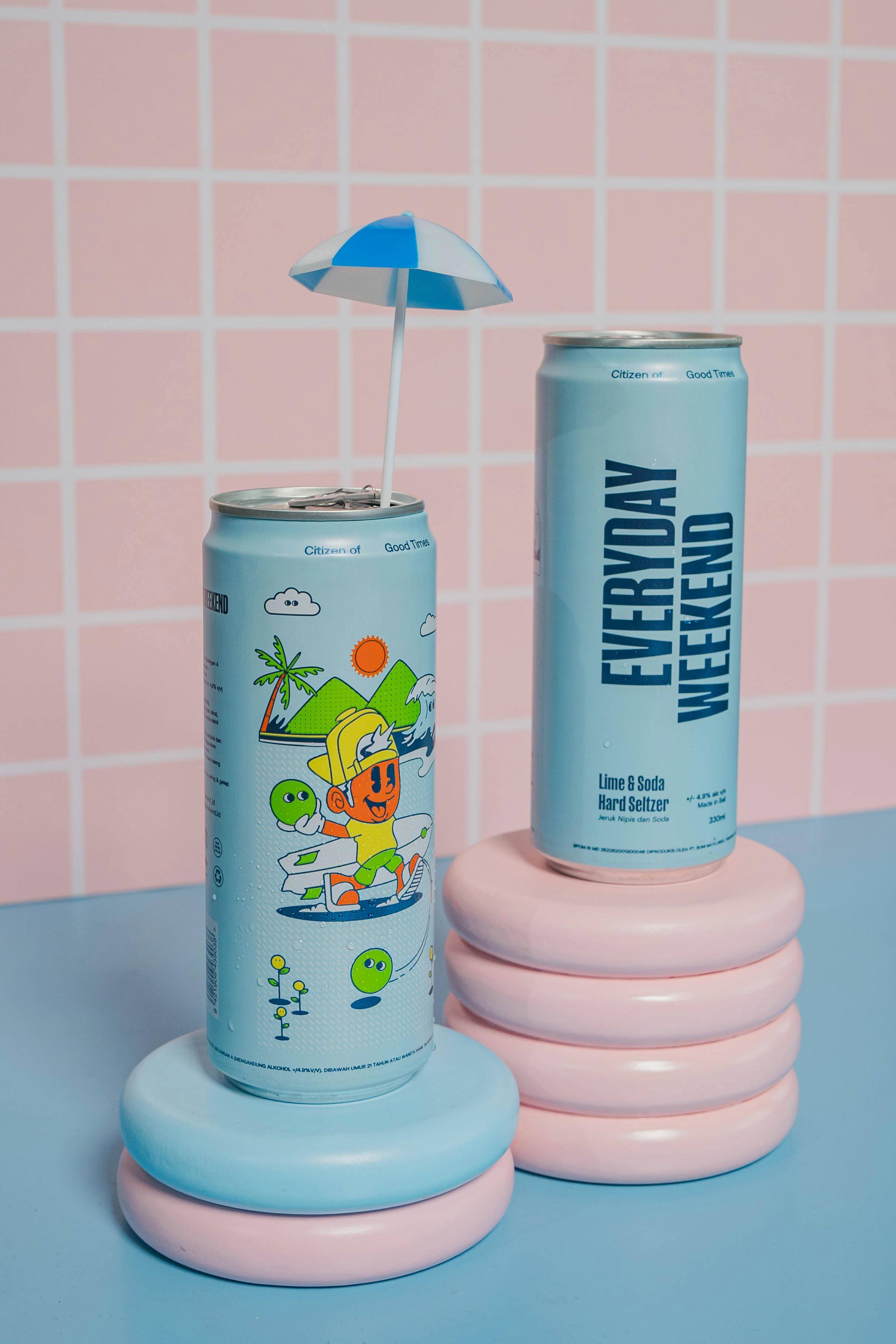 Close-up of Two Blue Cans · Free Stock Photo