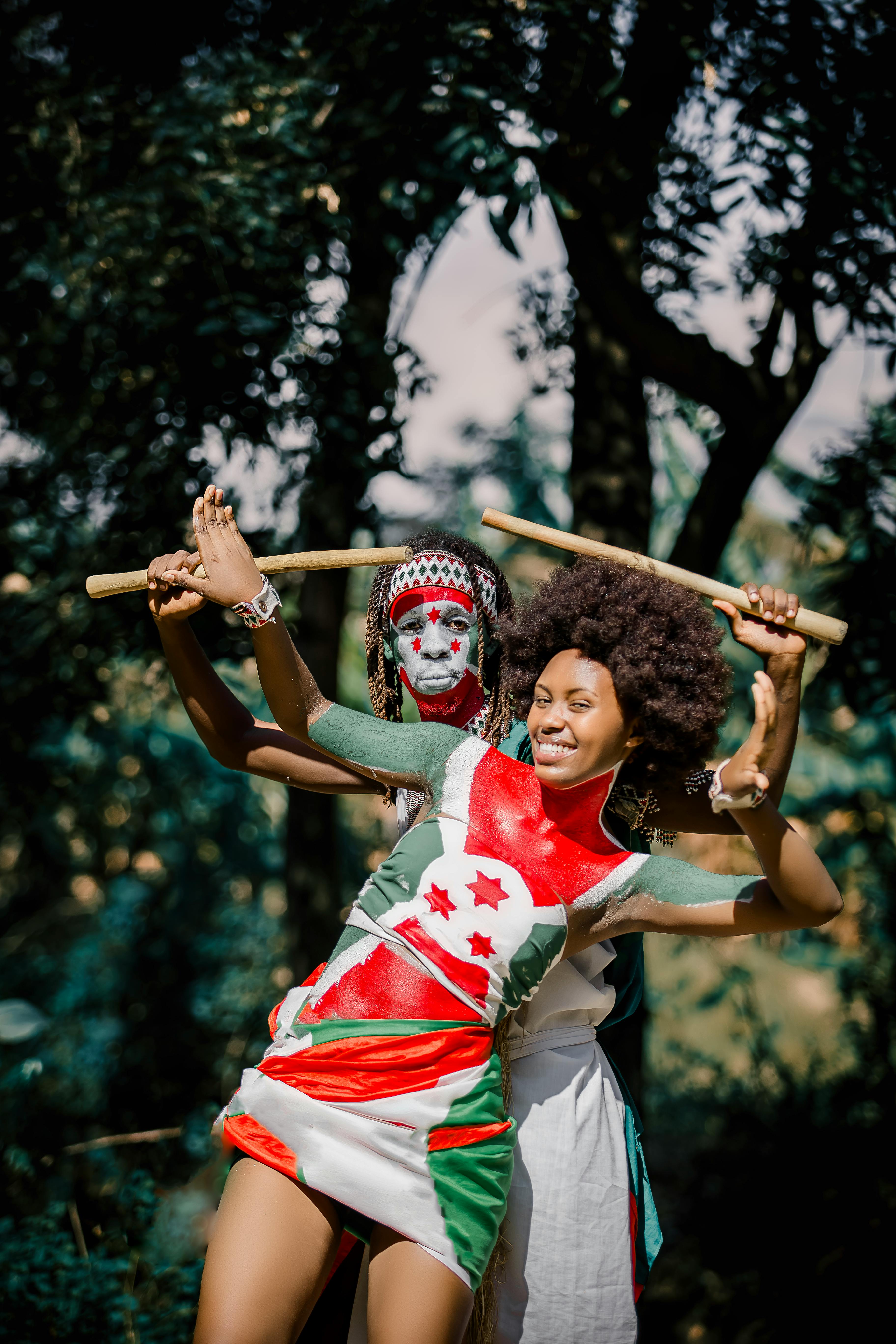 Young Women with Body Painting Resembling the Flag of Burundi · Free ...