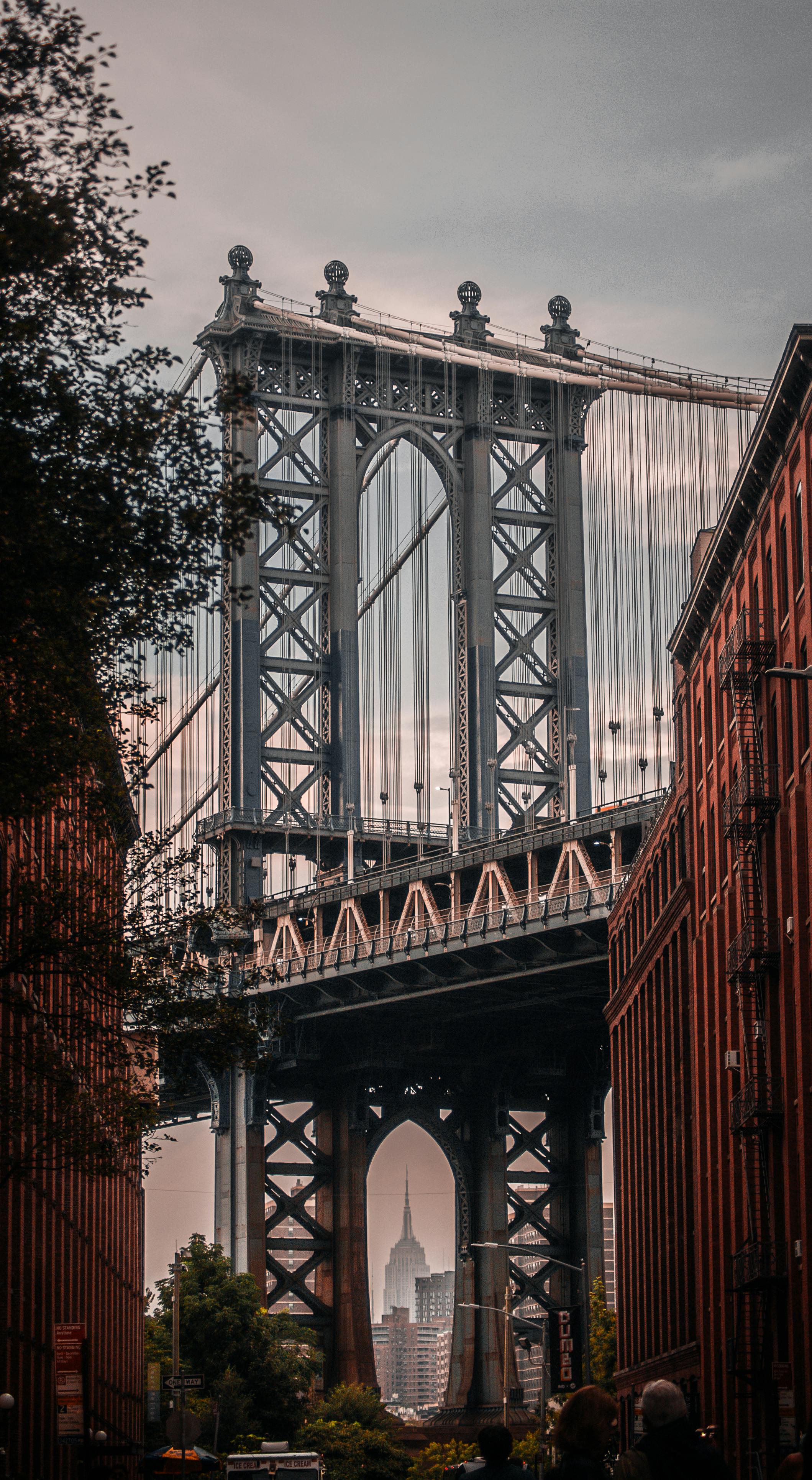 Manhattan Bridge View from an Alley between Buildings, Brooklyn, New ...